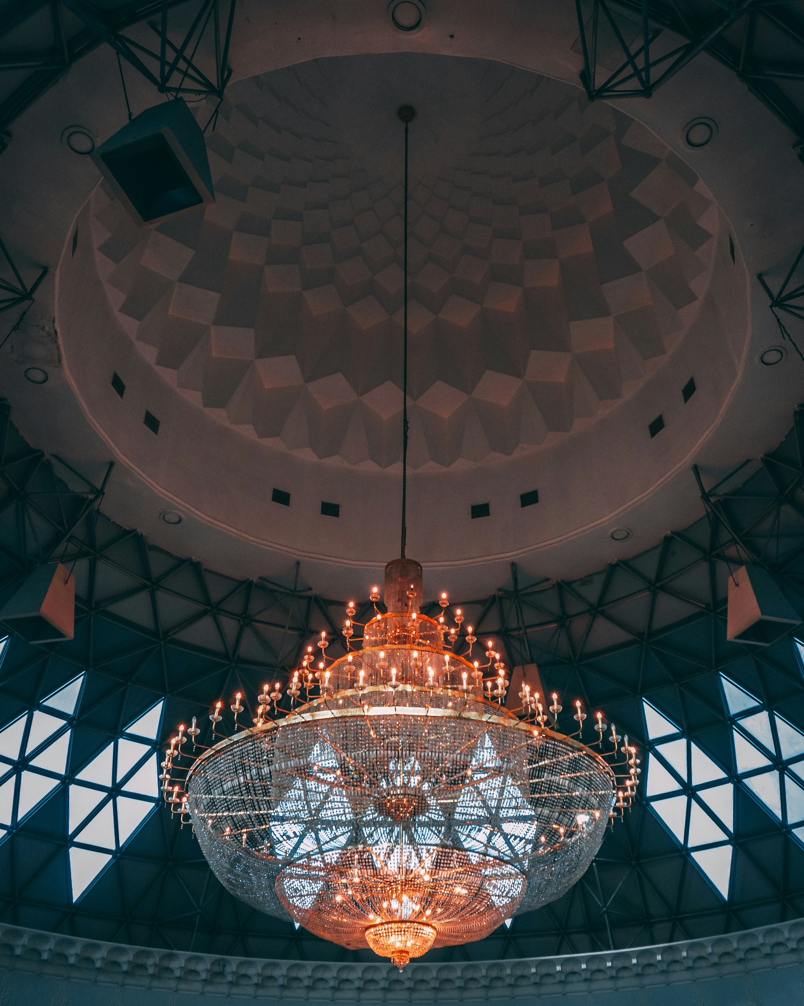 Crystal Constellation Under a Faceted Dome