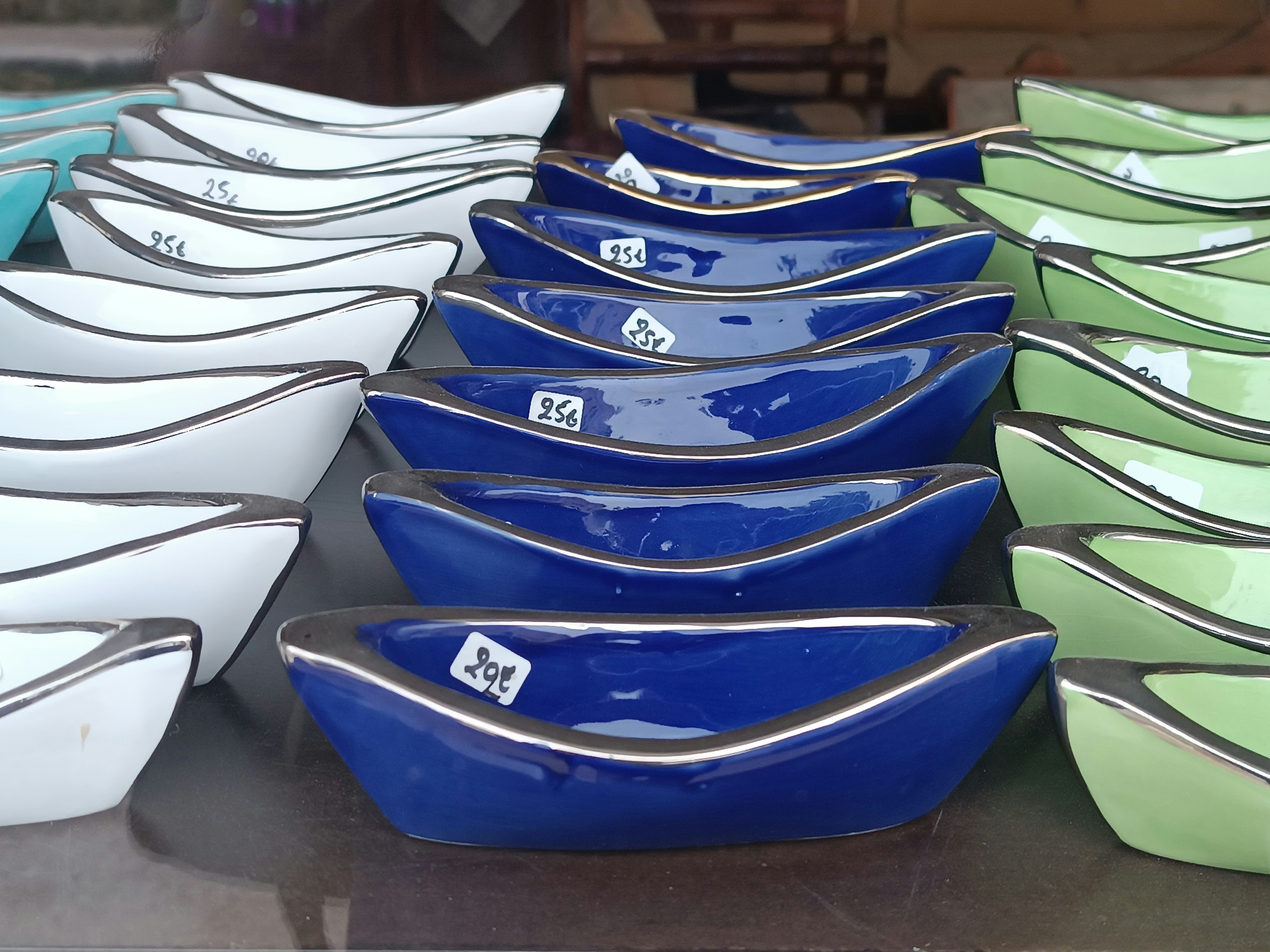 Glazed Boat Row: Ceramics in a Market Palette