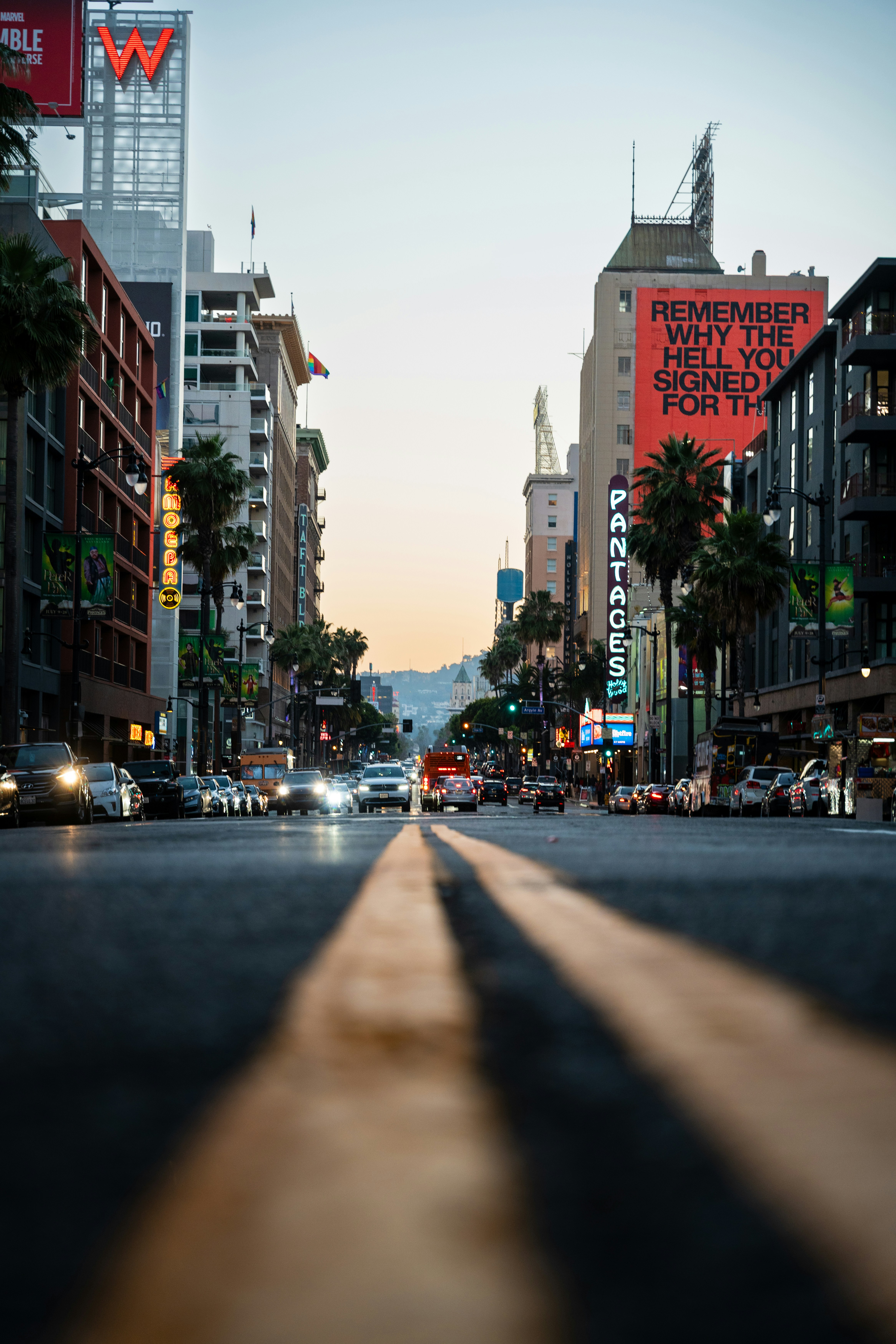 Sunset Boulevard Convergence: Neon Palms and the Vanishing Road to the Horizon