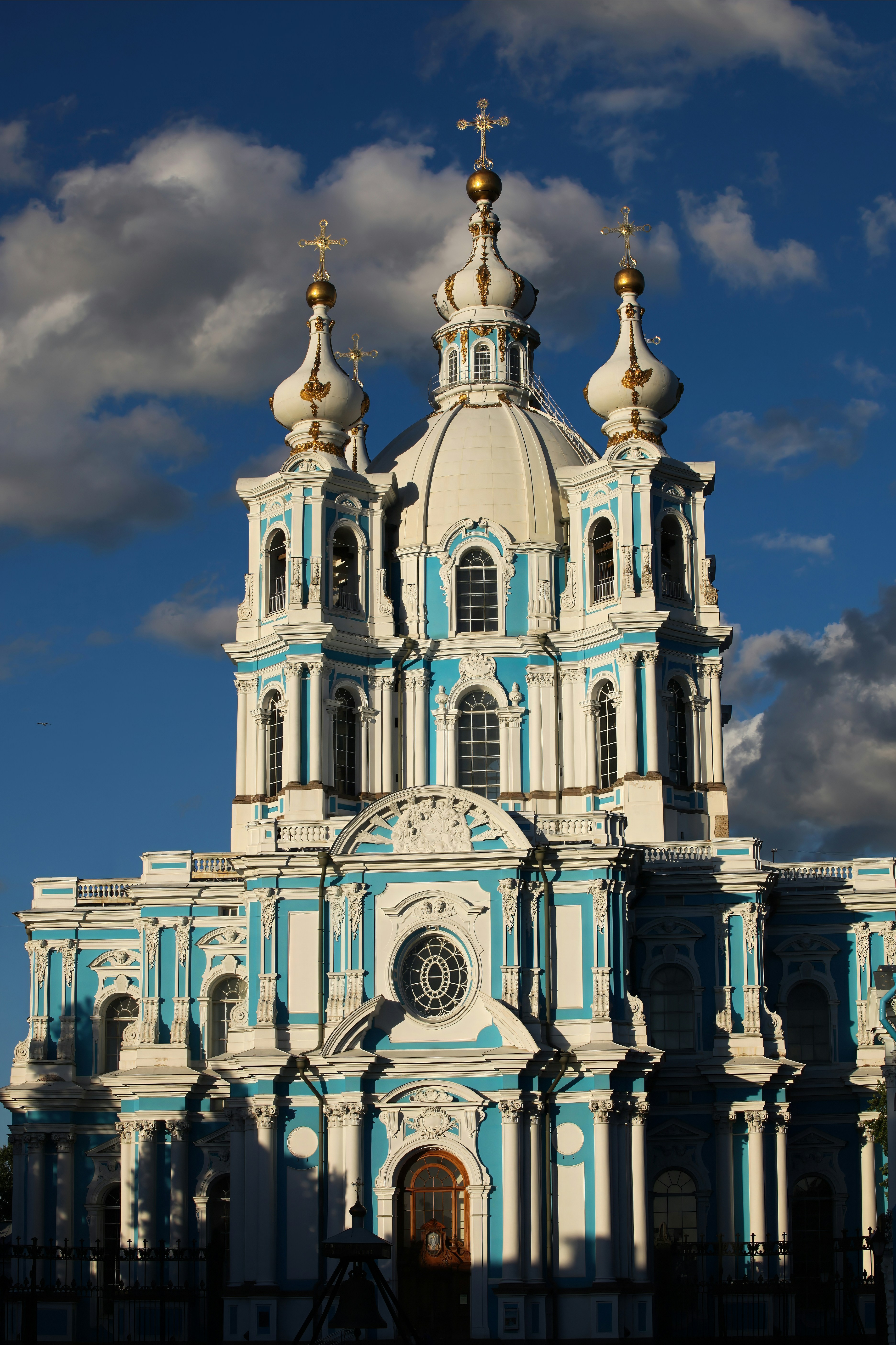 Cerulean Baroque Cathedral Crowned with Golden Orbs
