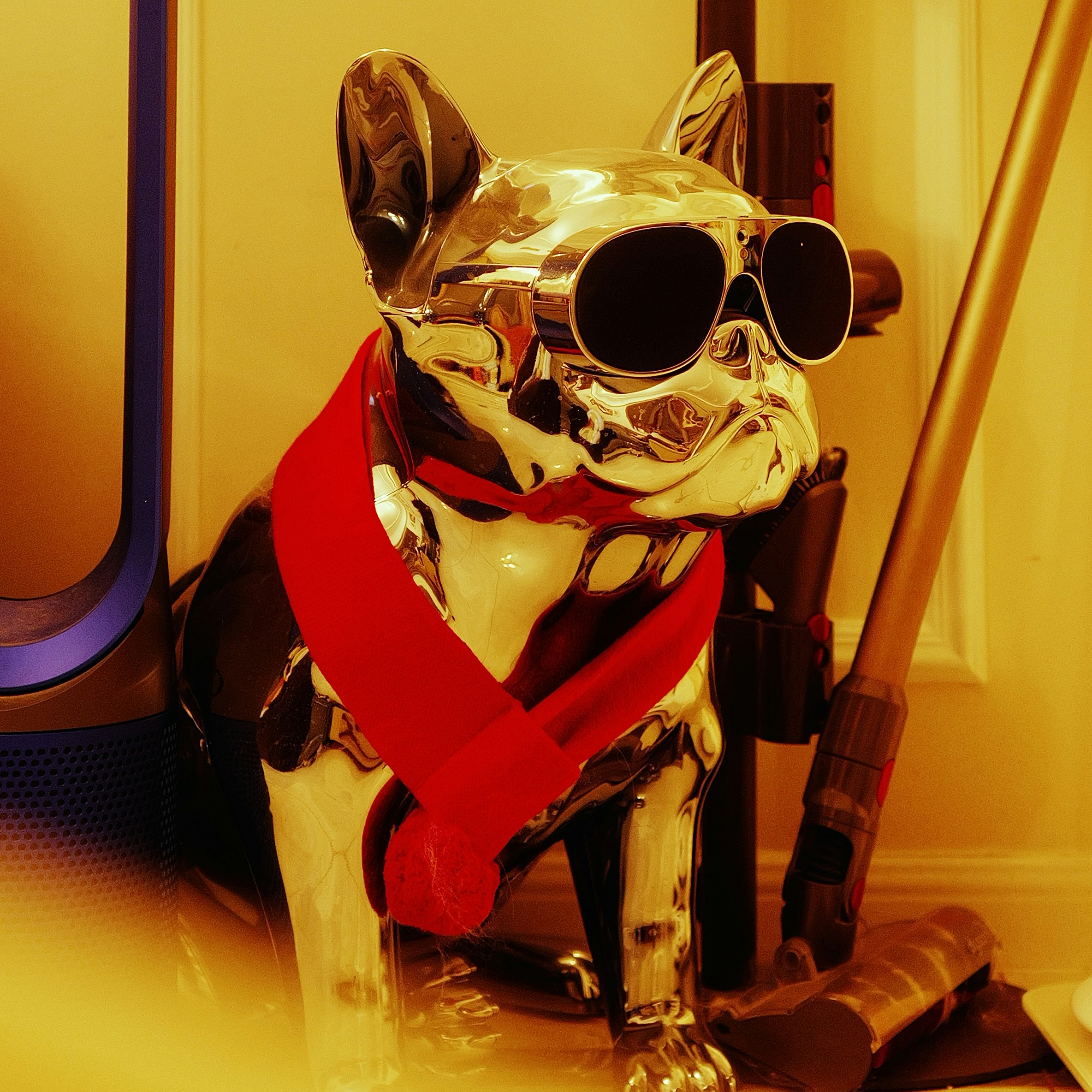 Chrome Bulldog in Sunglasses: A Shiny Yankie Companion