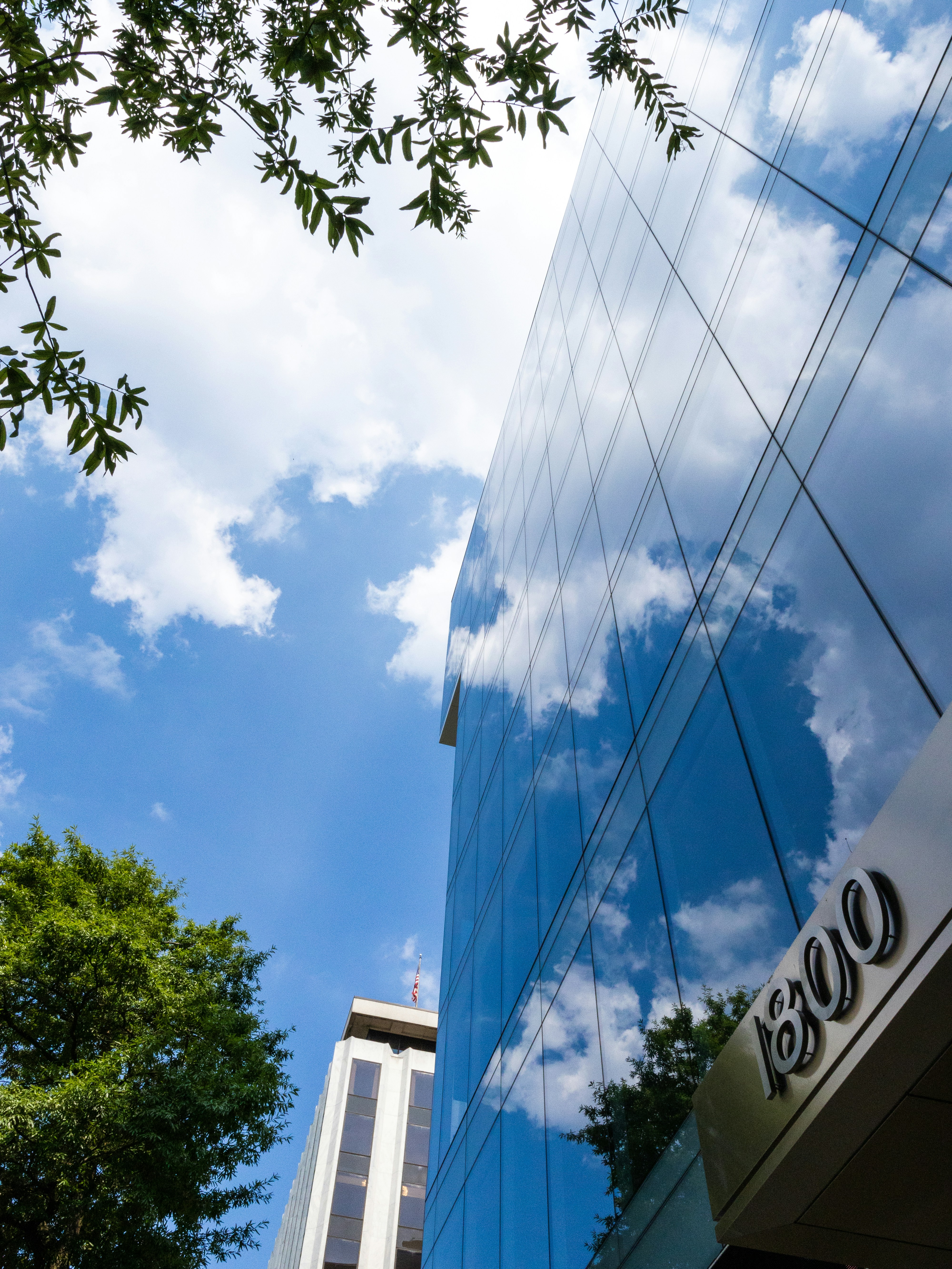 Glassy Facade Meets Sky: Reflections of a Modern Office