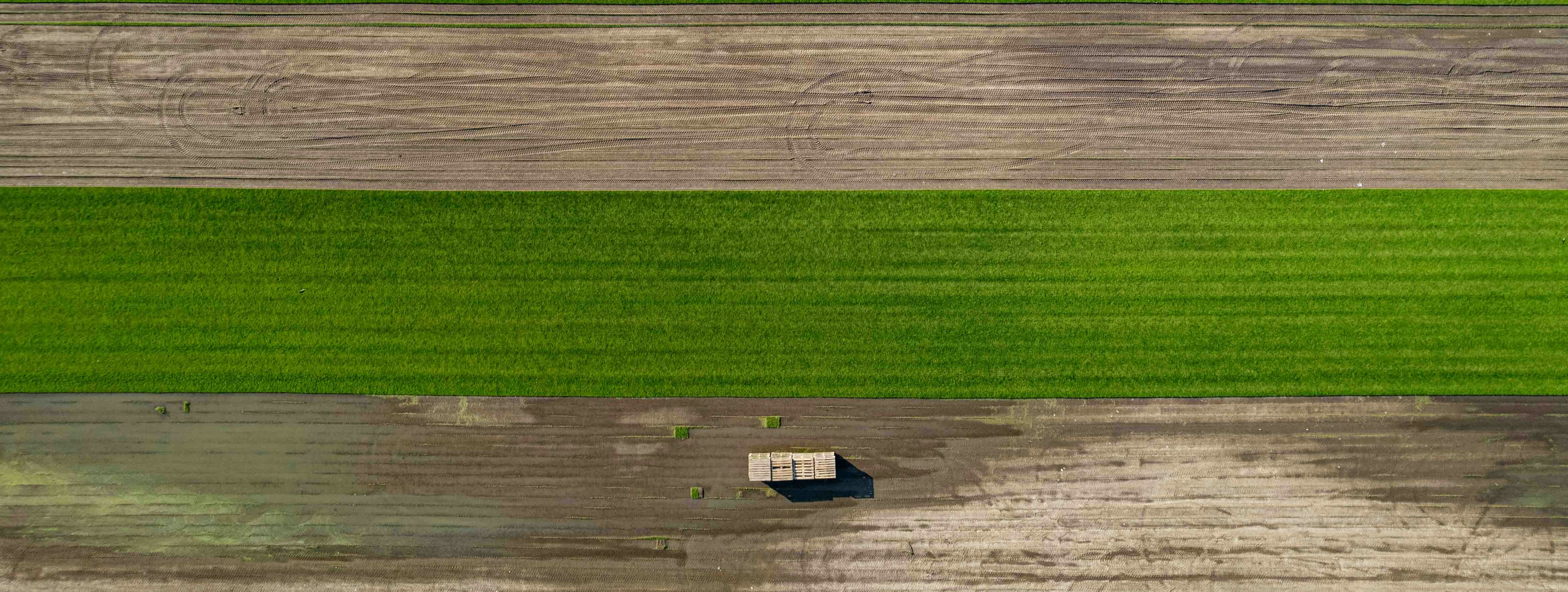 An aerial view of a farm field with a tractor photo – Free Green Image ...