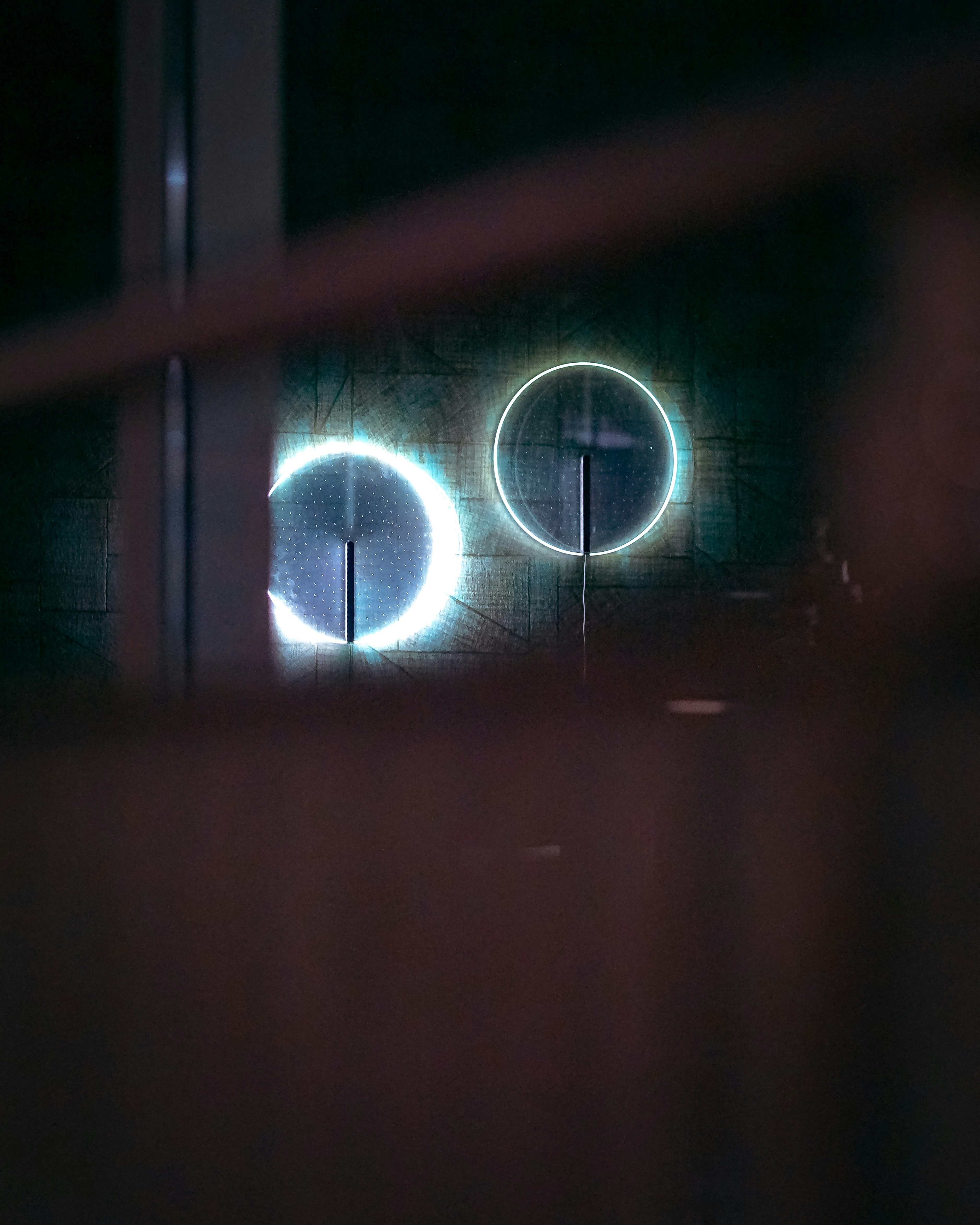 A reflection of two circular lights in a mirror photo – Free Düsseldorf ...