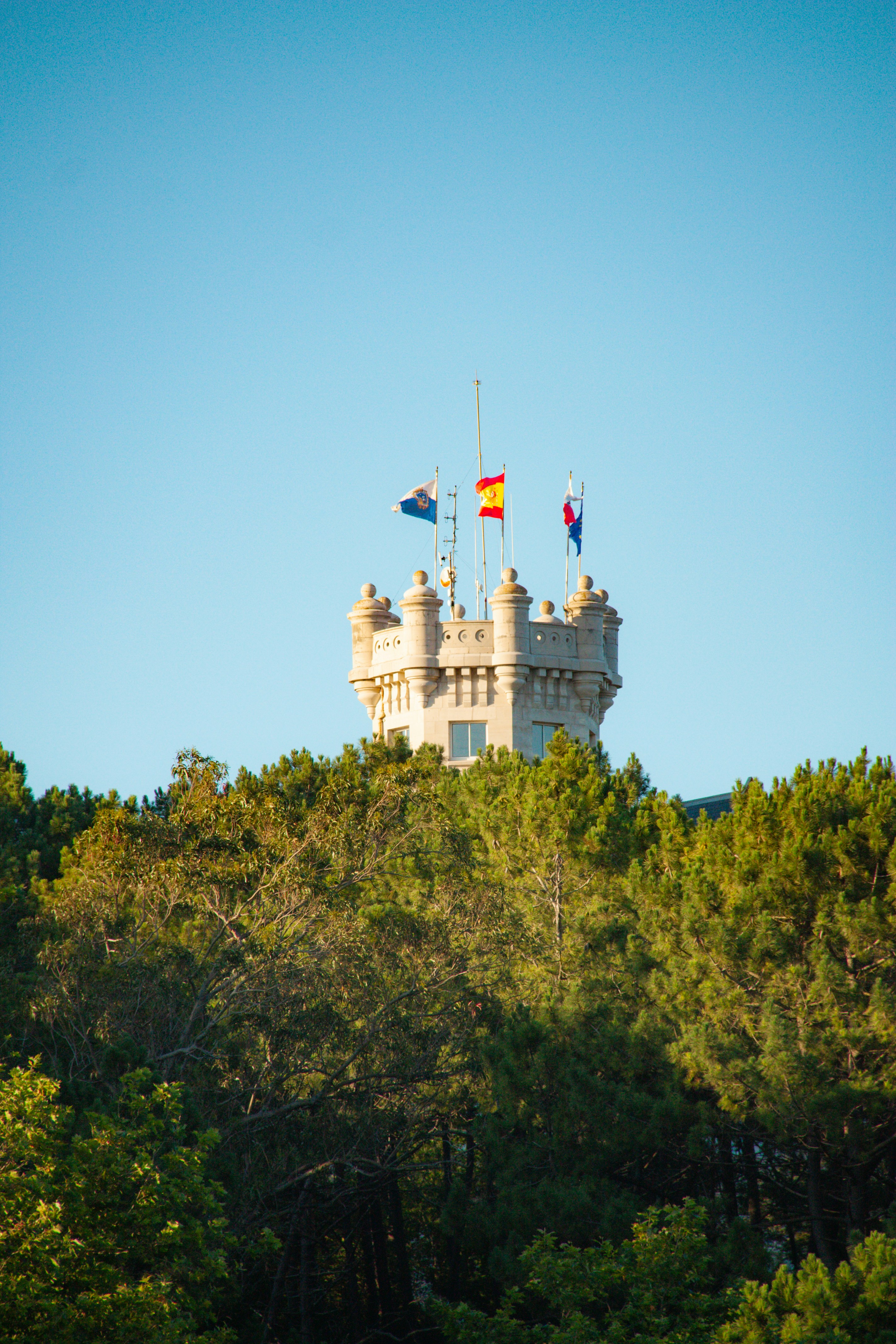 A castle on top of a hill surrounded by trees photo – Free Castle Image ...