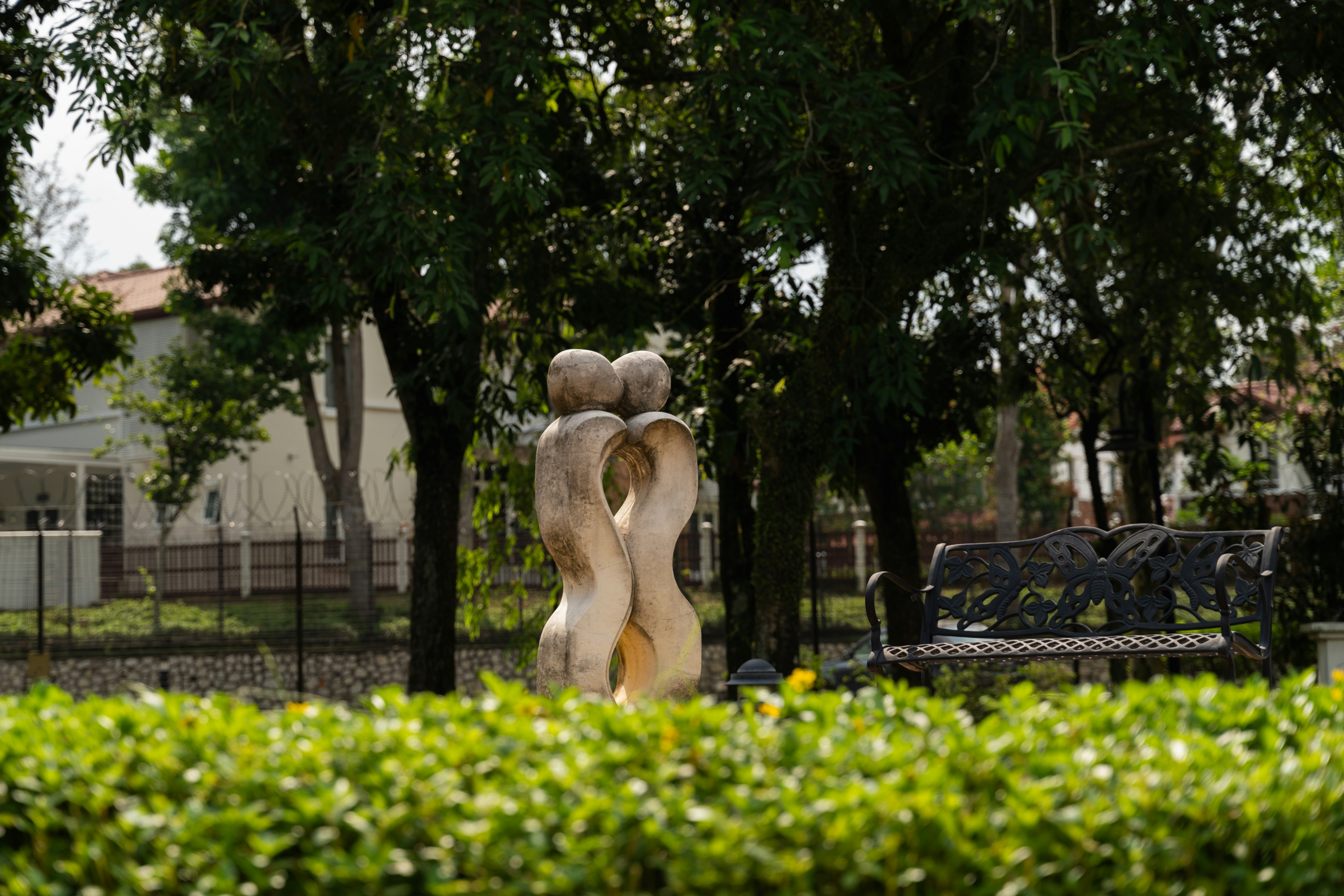 Stone Embrace in a Park: Quiet Geometry Among Green