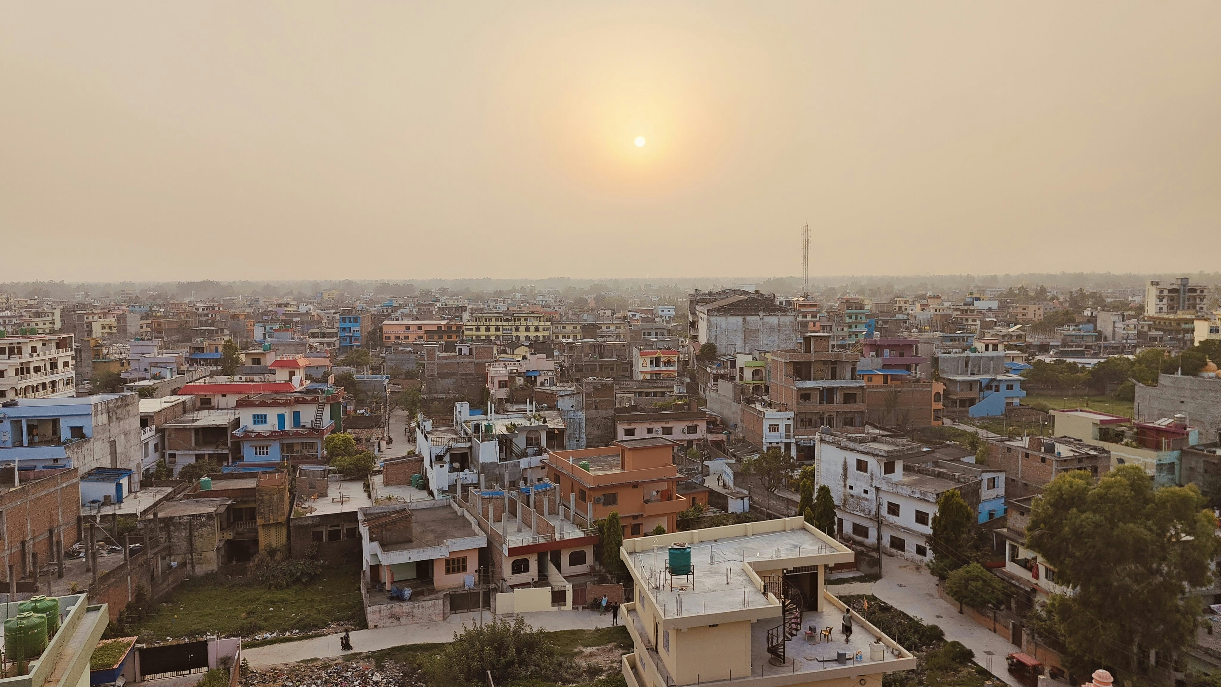 A view of a city from a tall building