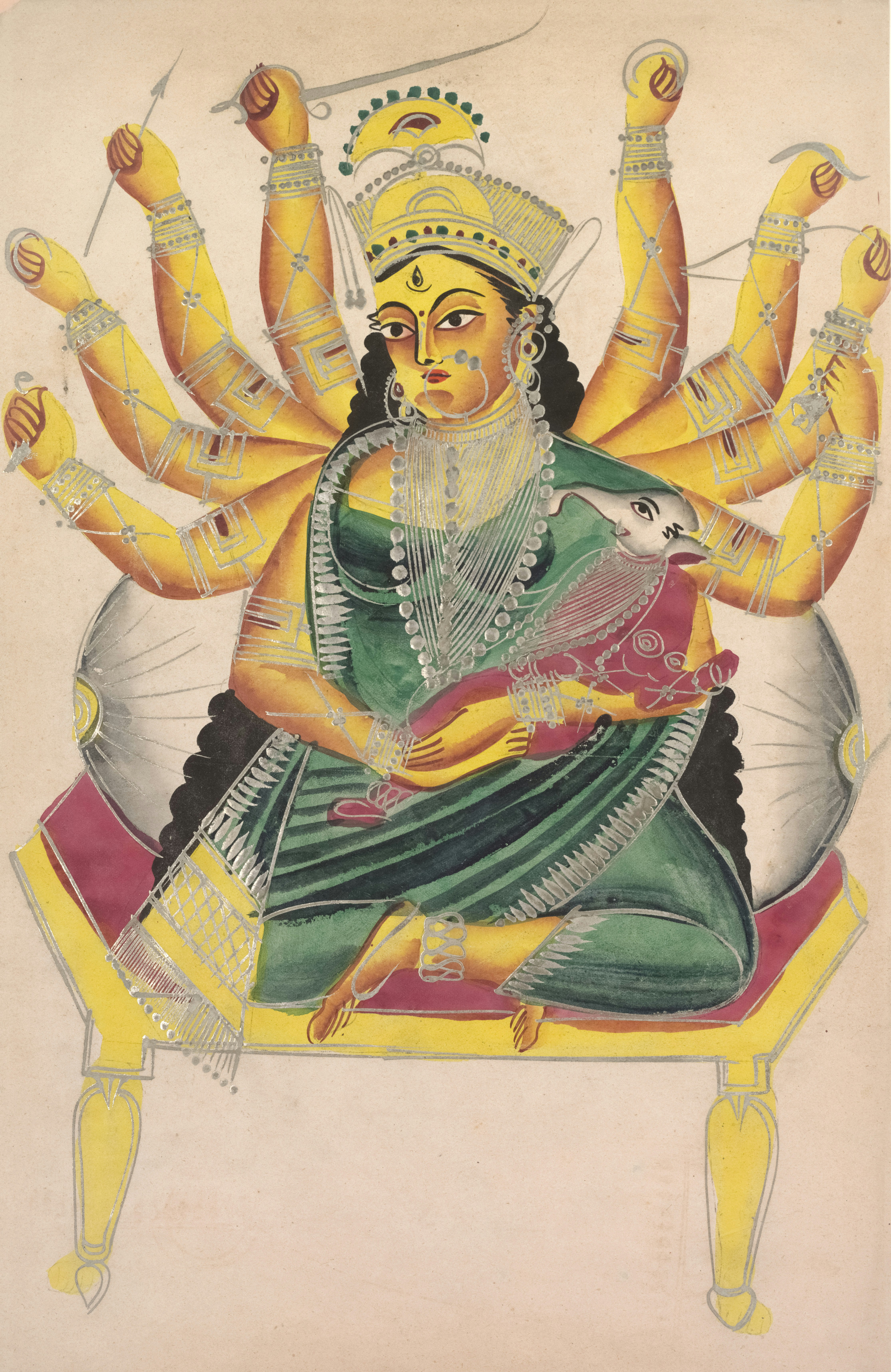 Ganesha-Janani (Mother of Ganesh) c. 1890 Eastern India, Bengal, Kolkata, Kalighat Gum tempera, graphite, ink, and tin on paper https://www.clevelandart.org/art/2003.169