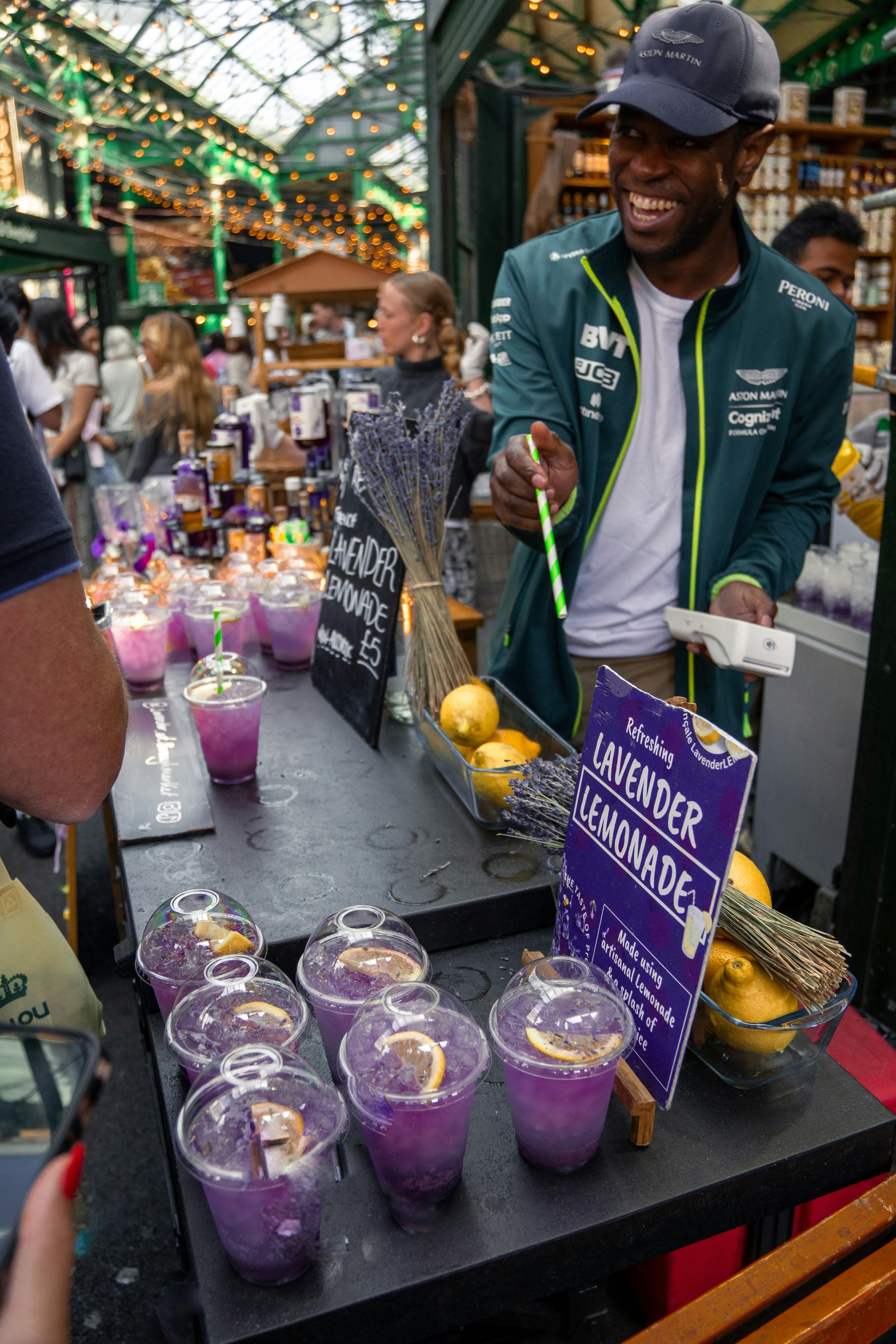 Lemonade Stand Hustle: A Barista of Flavor Handing Over Lavender Lemonade