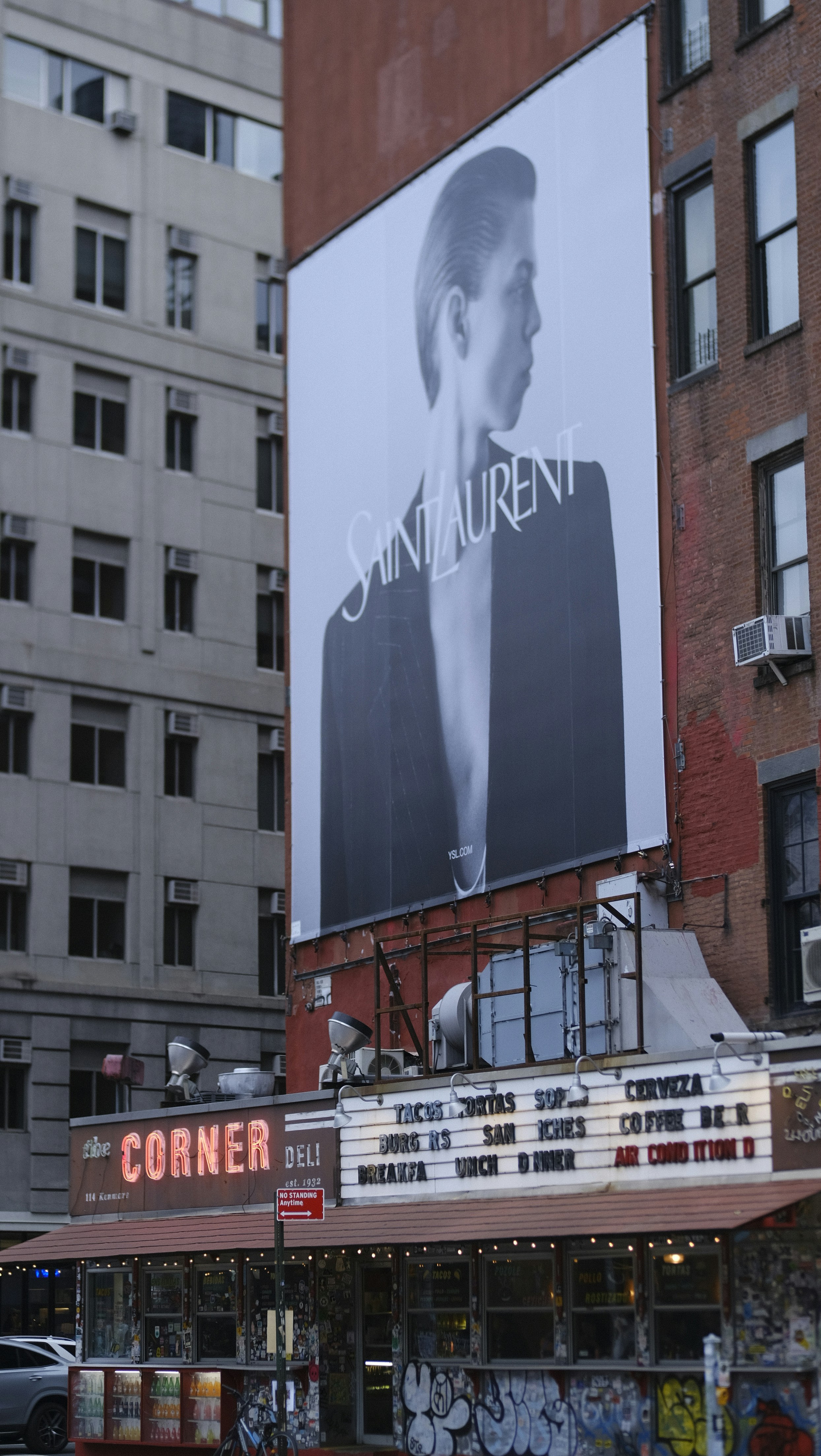 Giant Saint Laurent Portrait Crowns a Graffiti-Soaked Corner