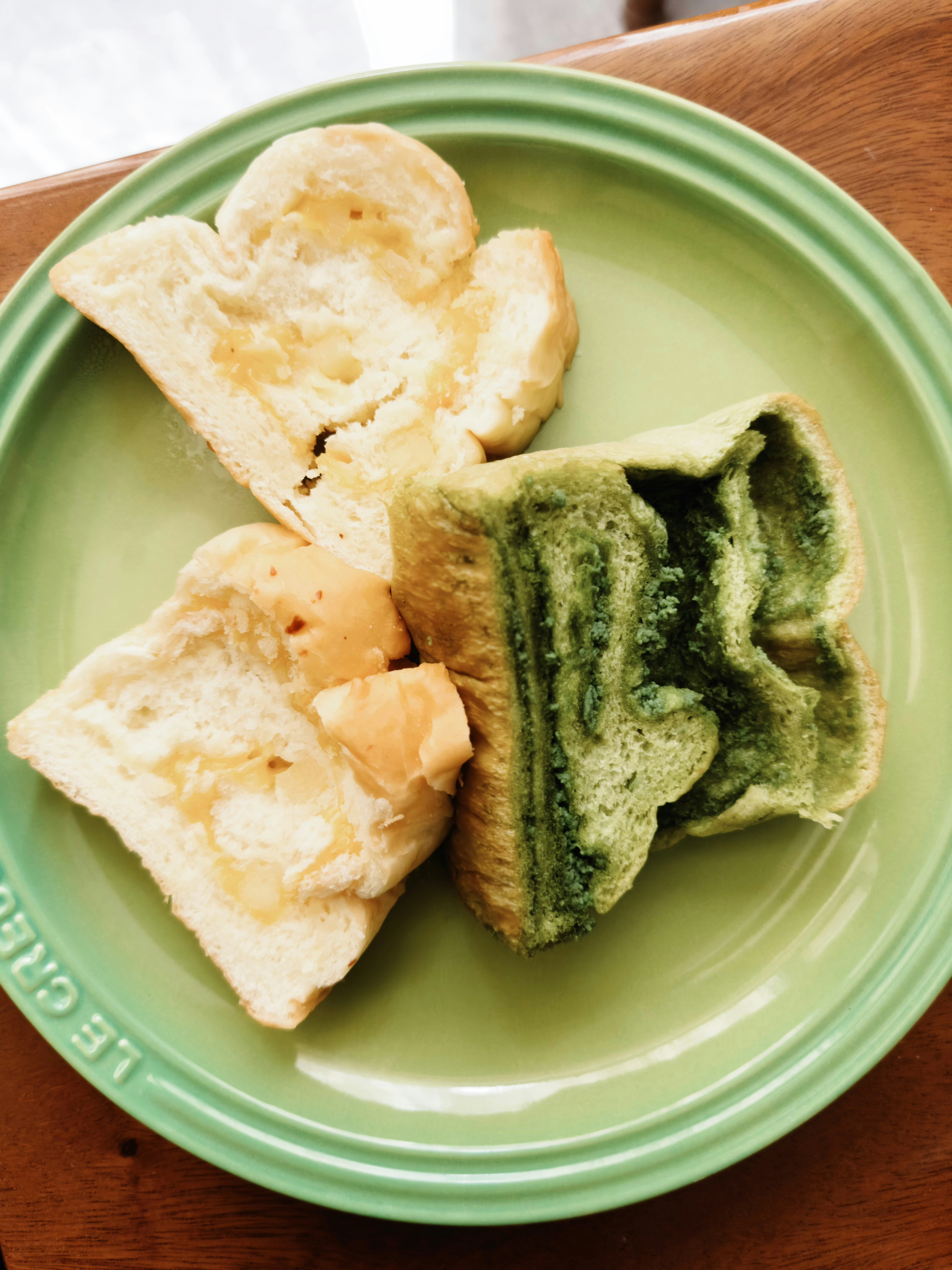 Verdant Swirl on a Mint Plate: Matcha Bread Meets Buttered Bites