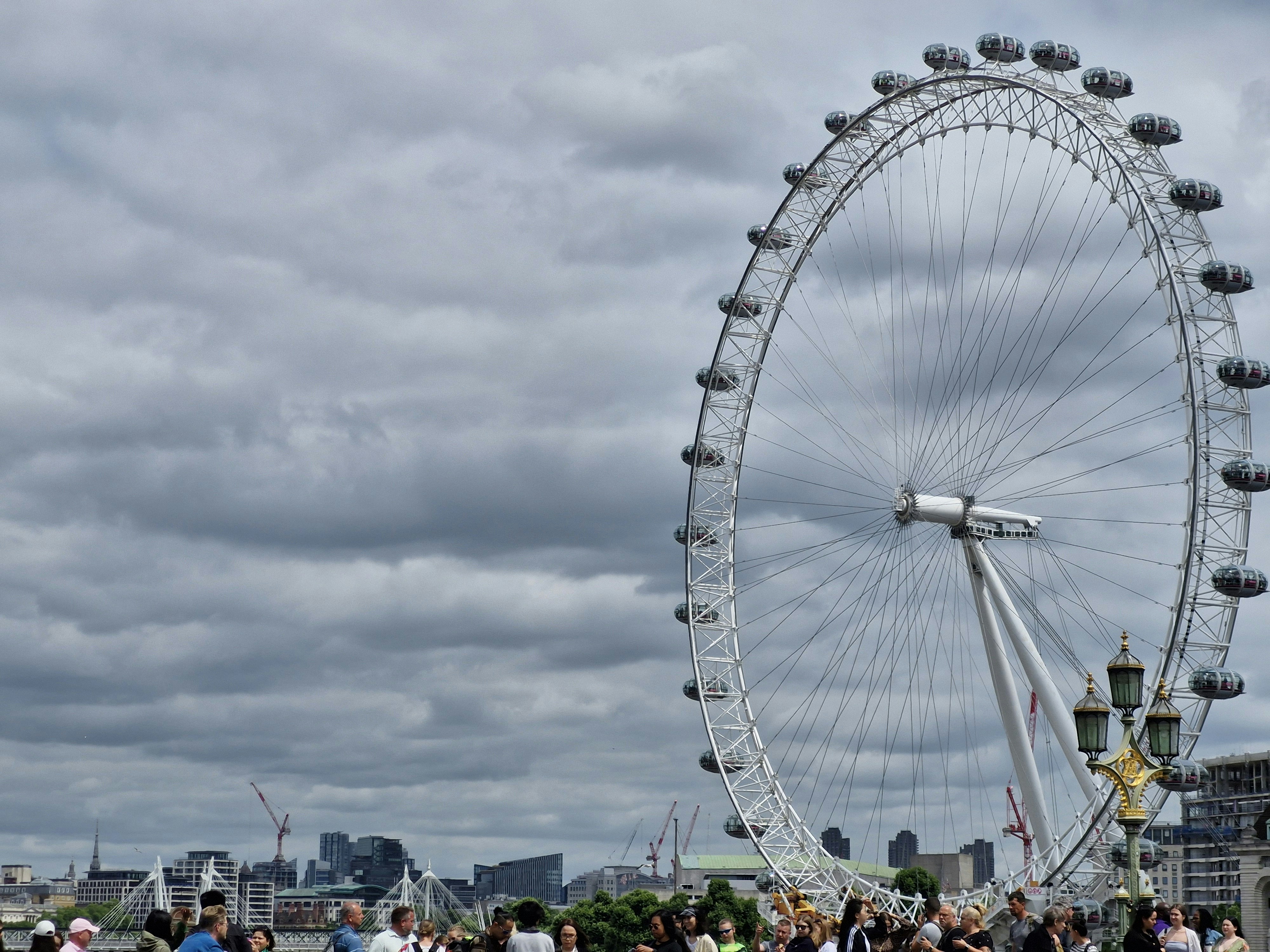 London Eye pictured against an imposing, grey sky