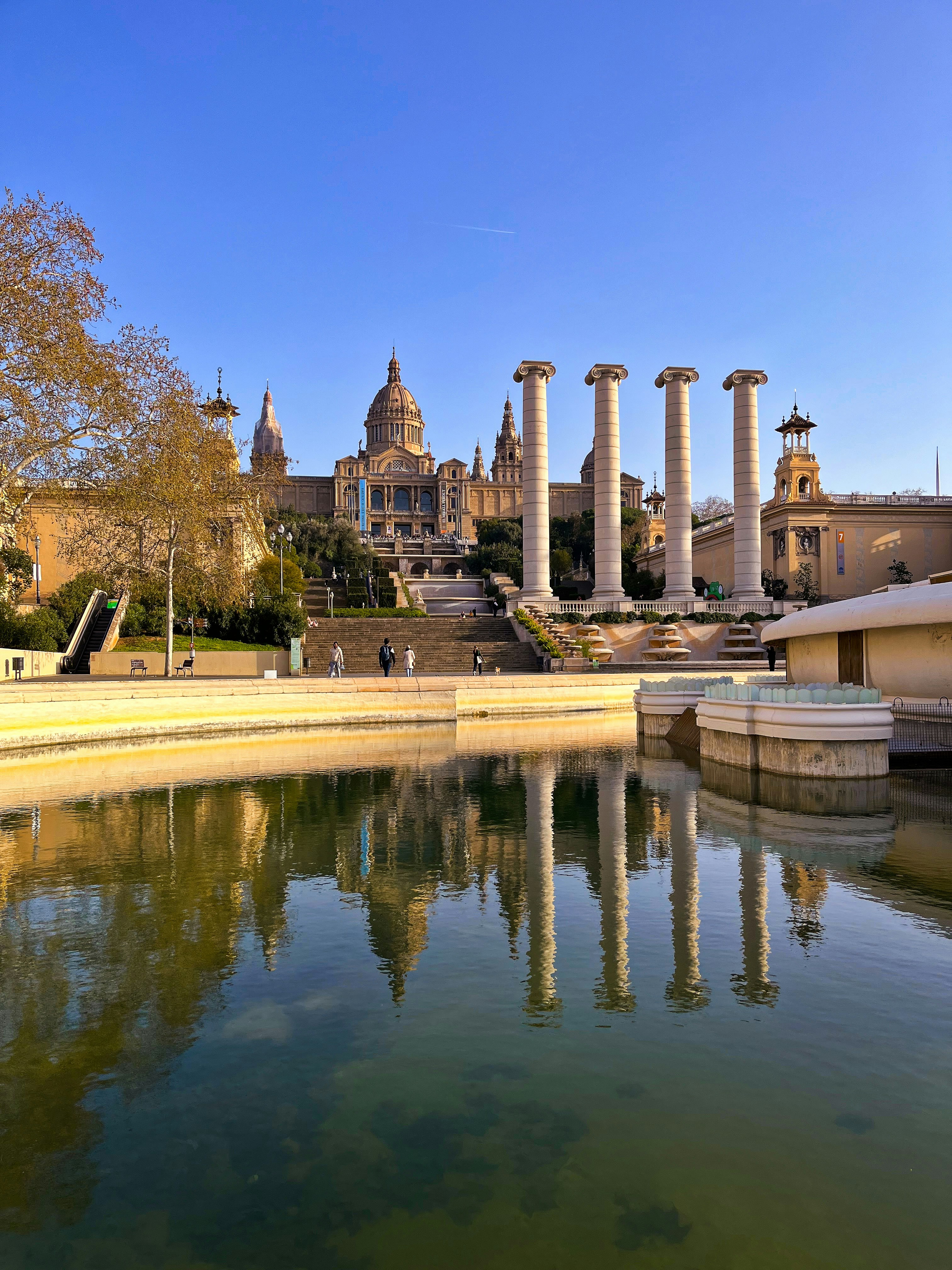 Domes and Columns: A Baroque Staircase Mirror at Dawn