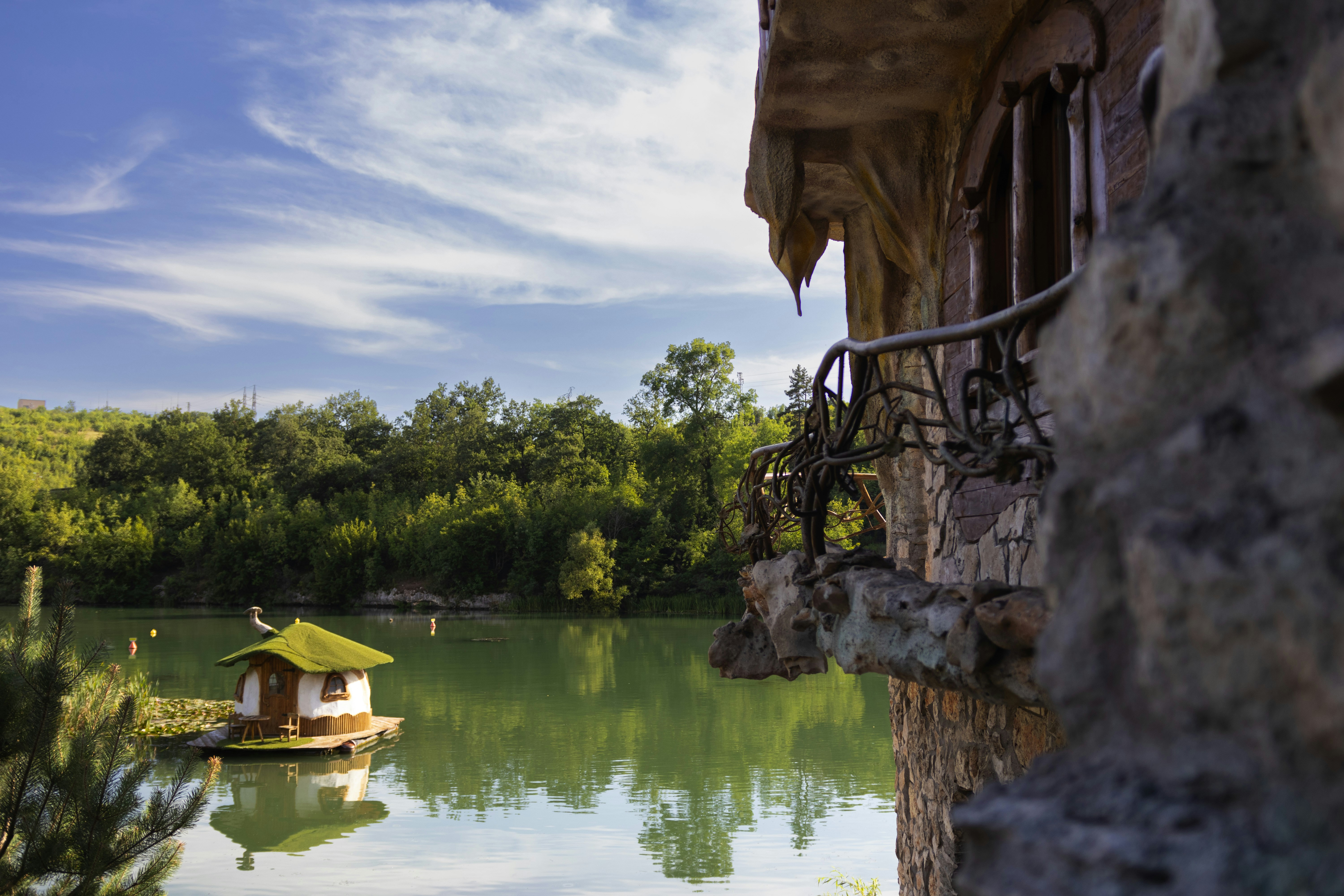Lakeside Hut Beyond the Stone Veranda