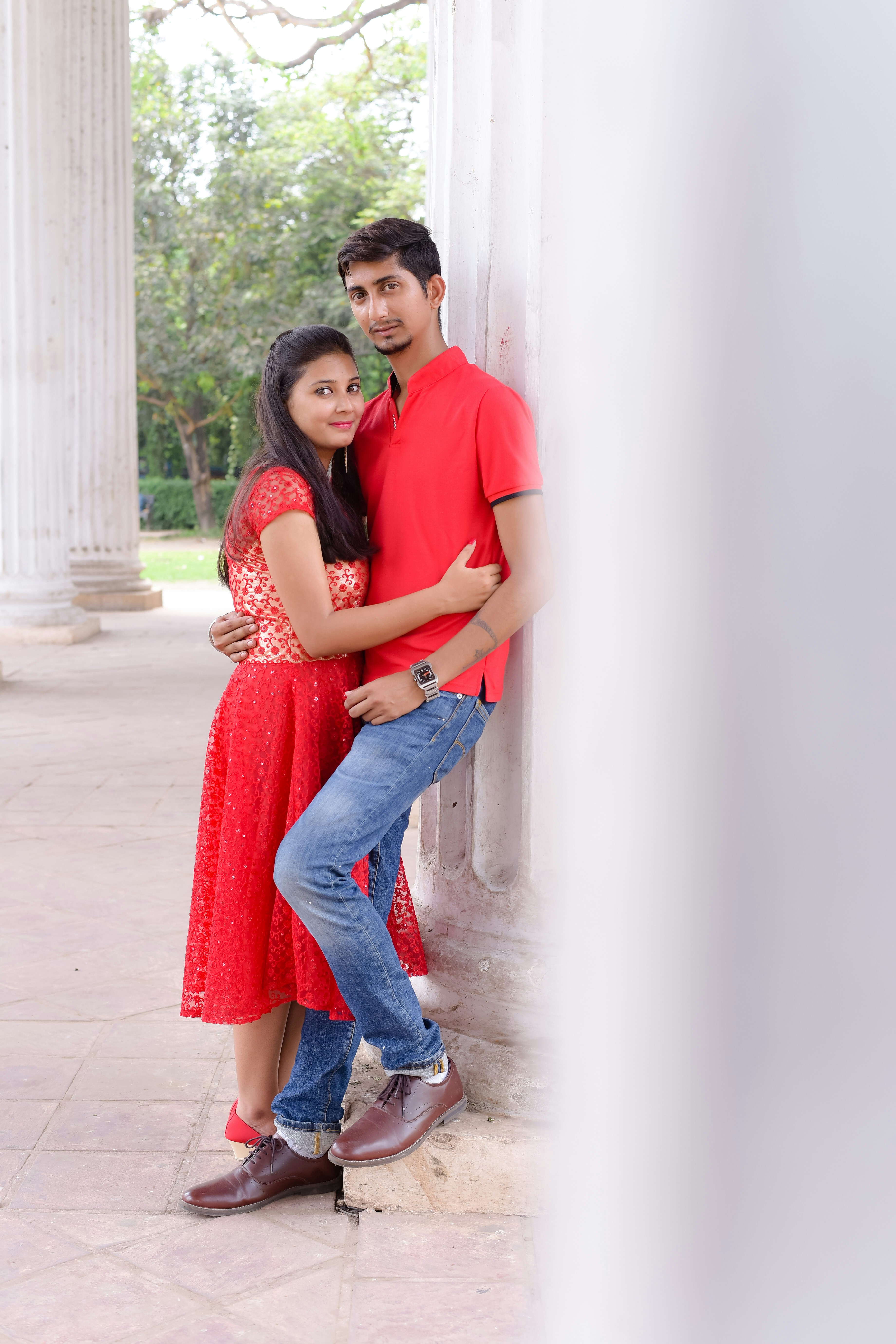 Crimson Embrace by the Colonnade