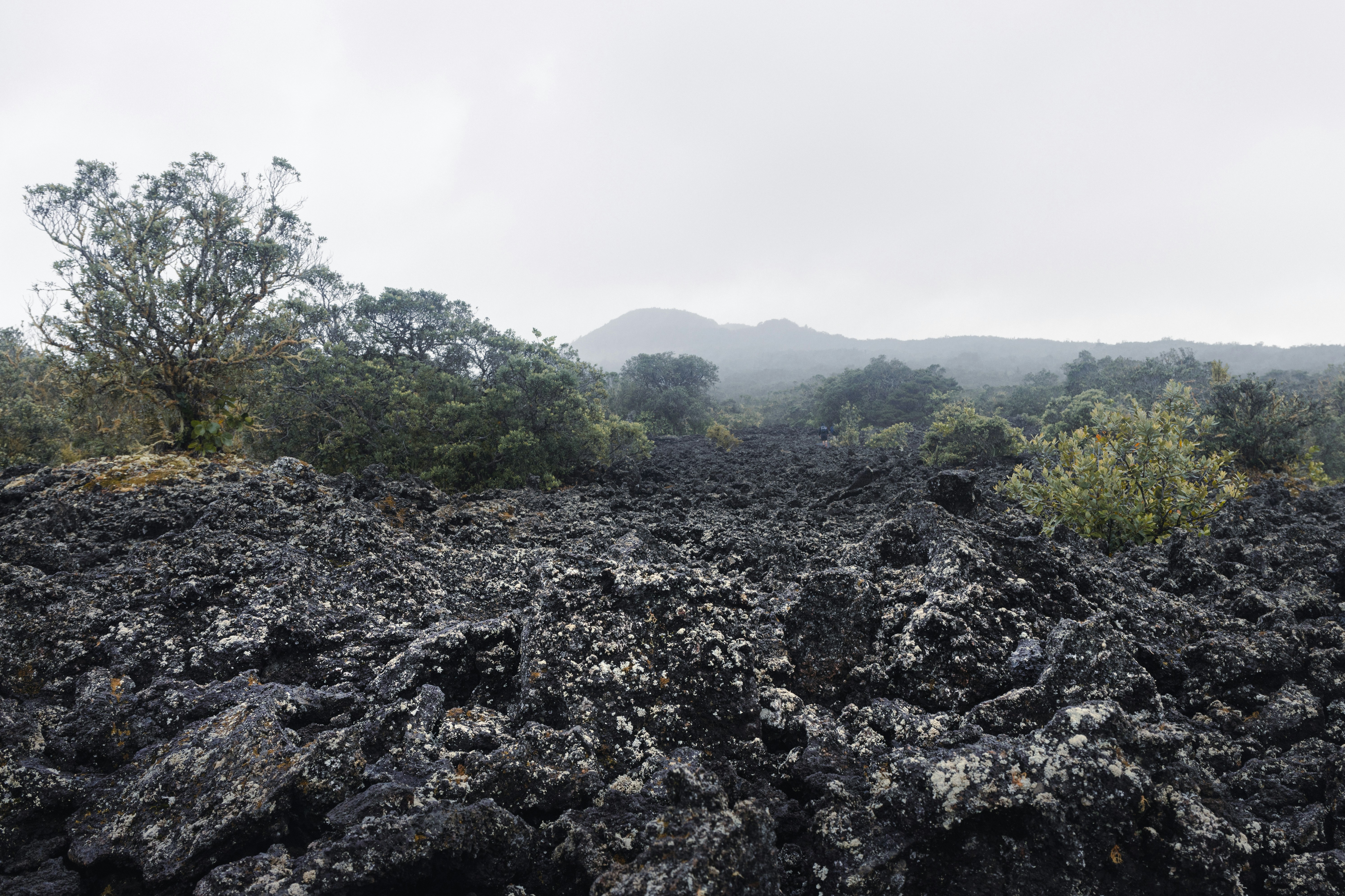 Jagged Lava Sea under a Misty Horizon