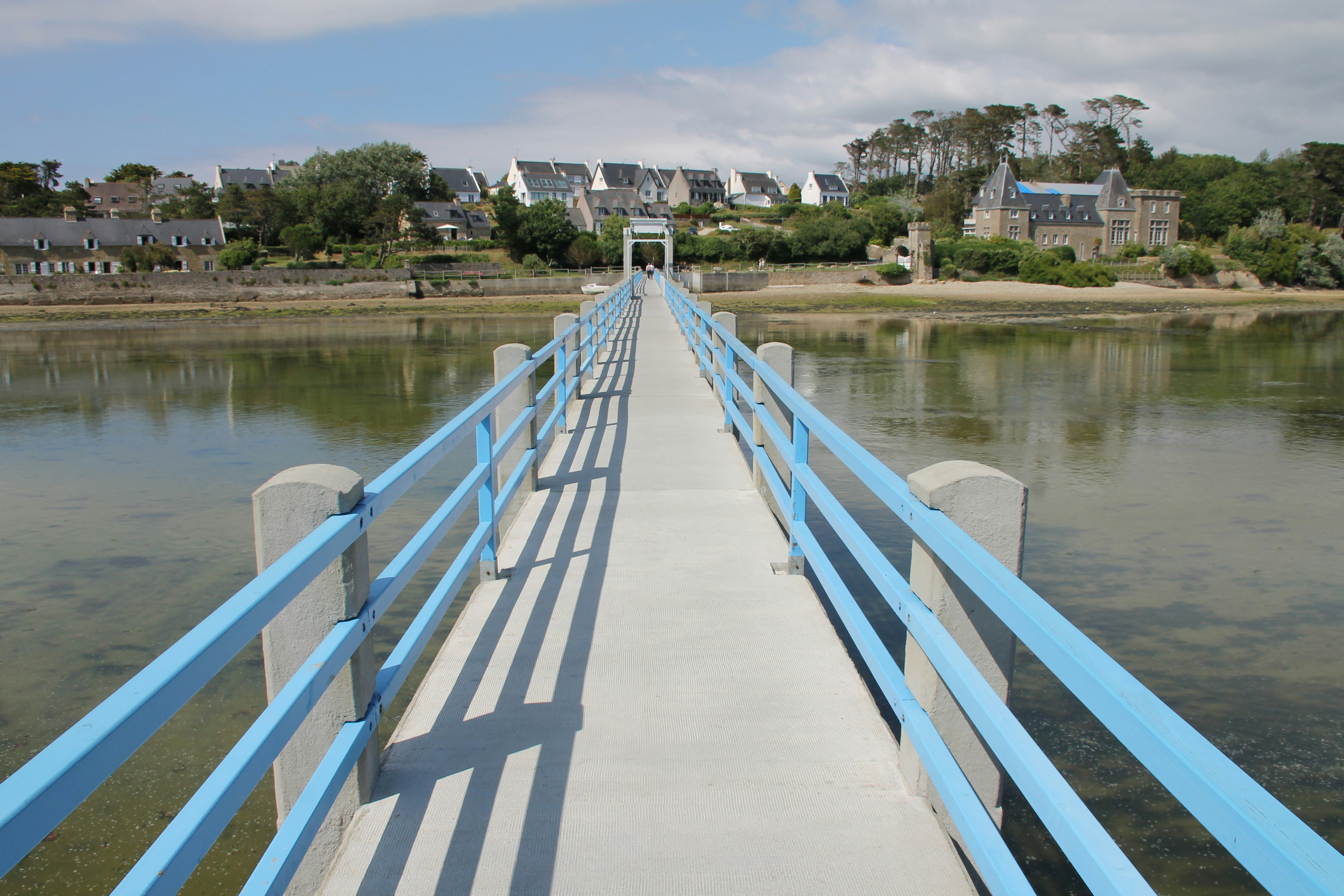 Walking bridge across estuary at Le Conquet, France