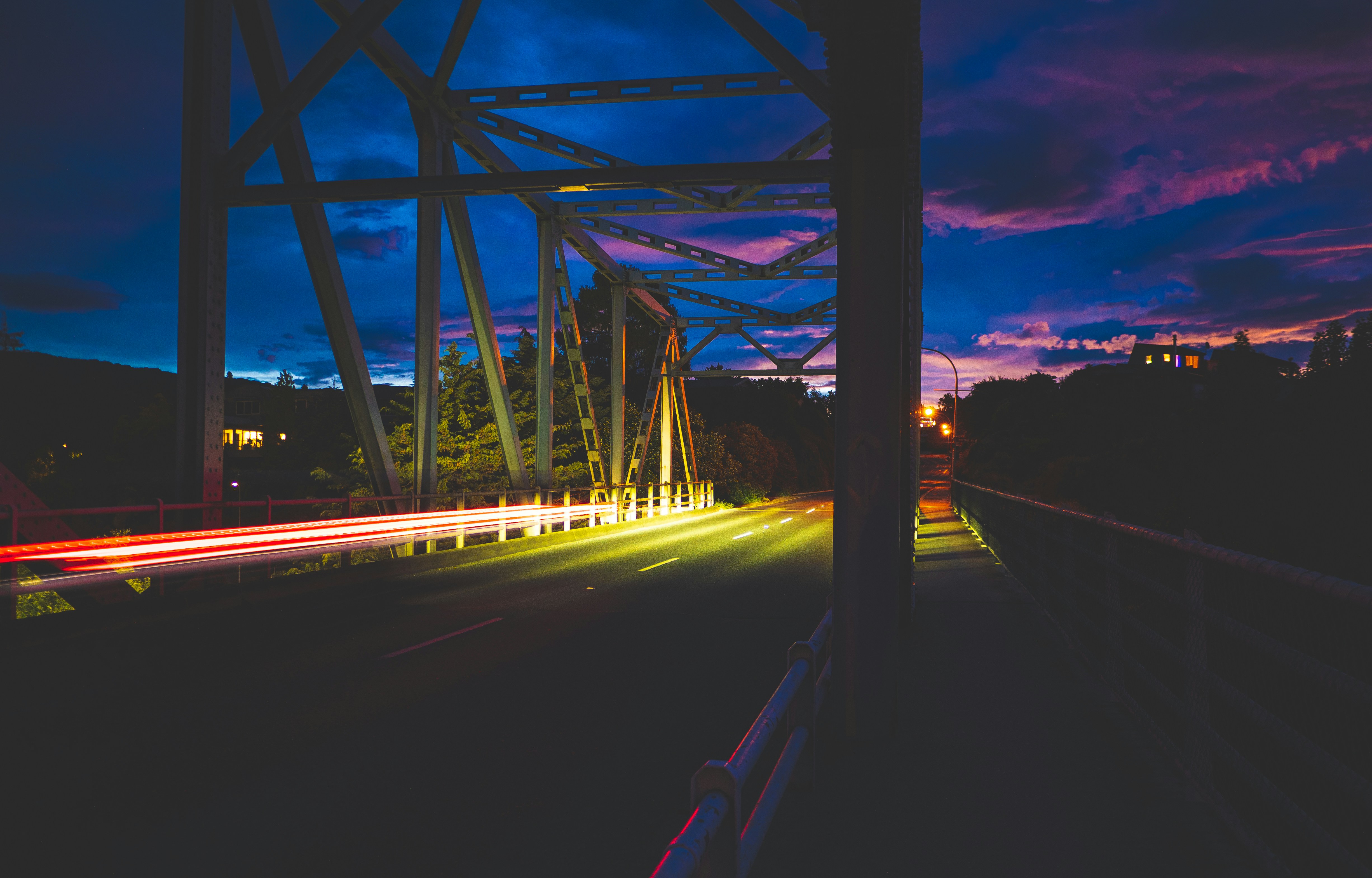 Illuminated Arches: Long-Exposure Night on a Steel Bridge