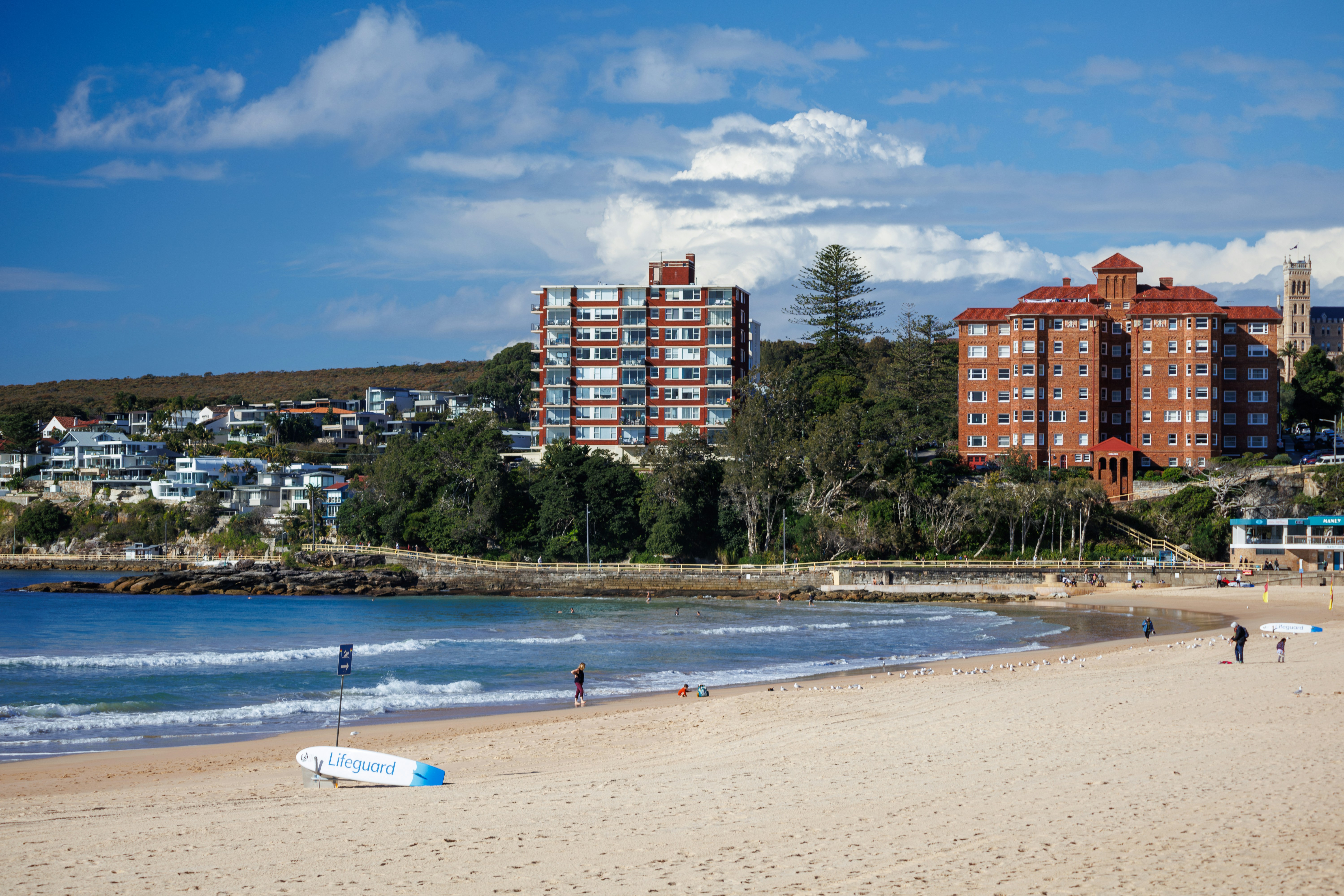 A view of a beach with buildings in the background photo – Free Manly ...