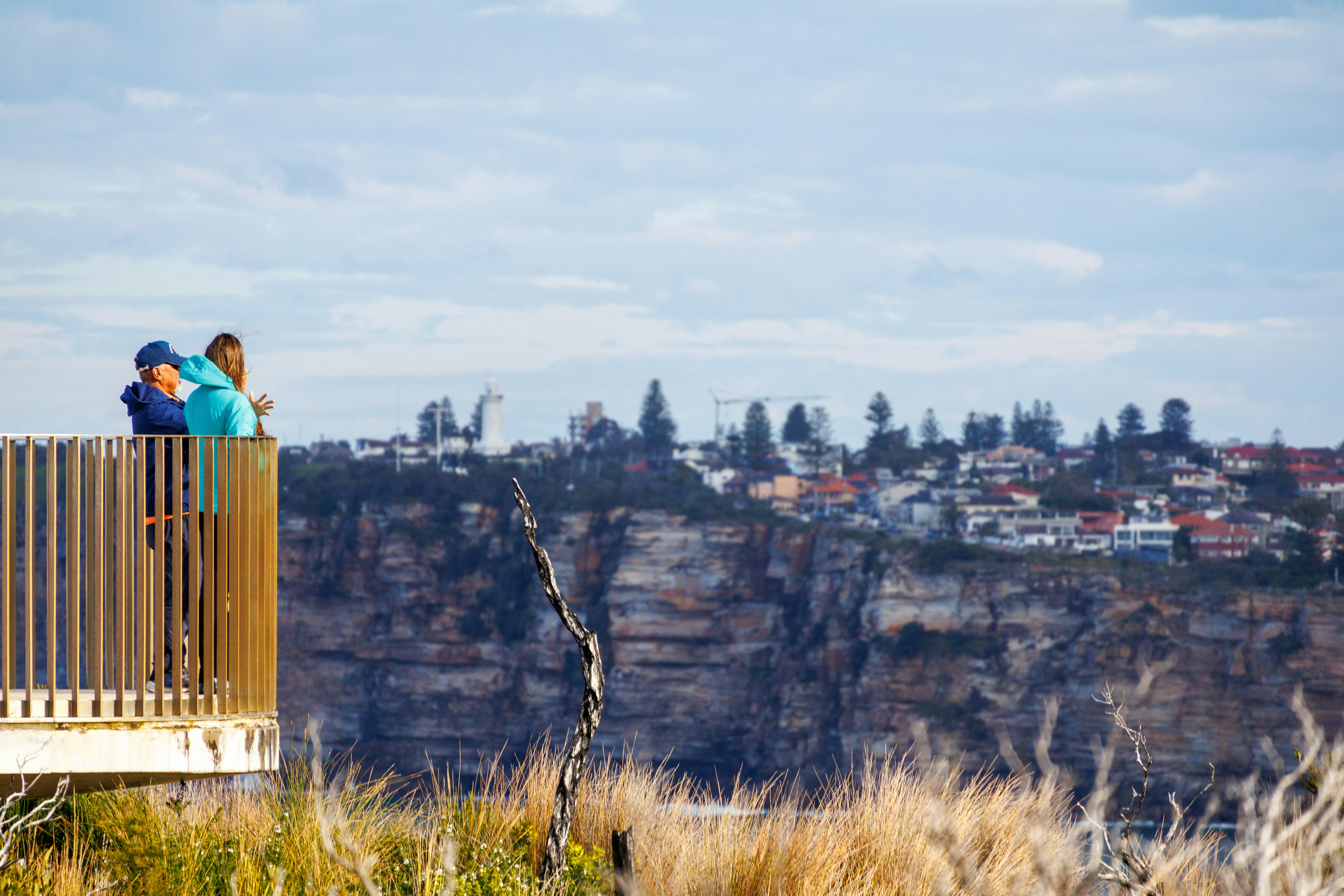 Overlook on the Cliff: Two Observers at the Rail