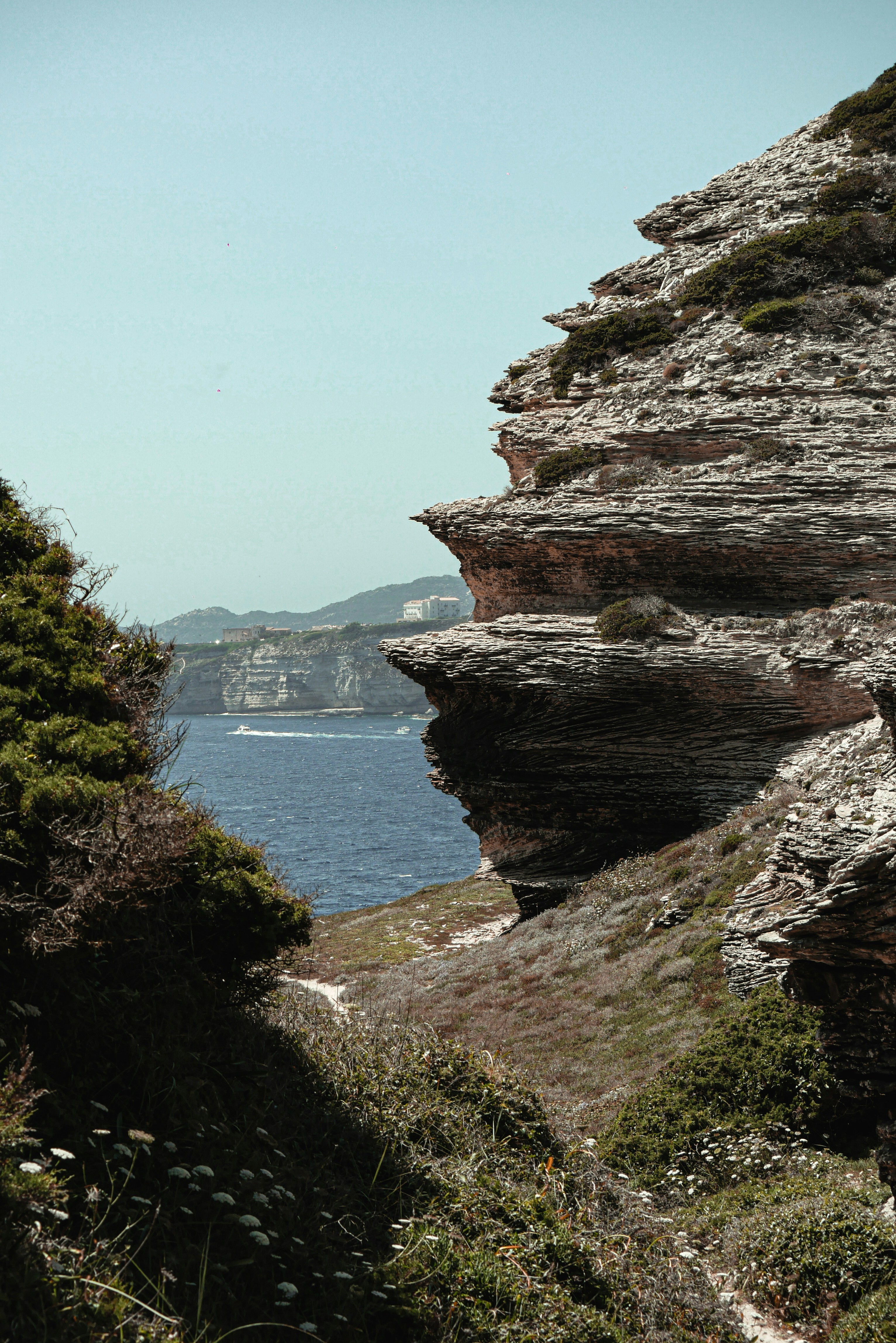 Layered Cliffscape Framing the Sea