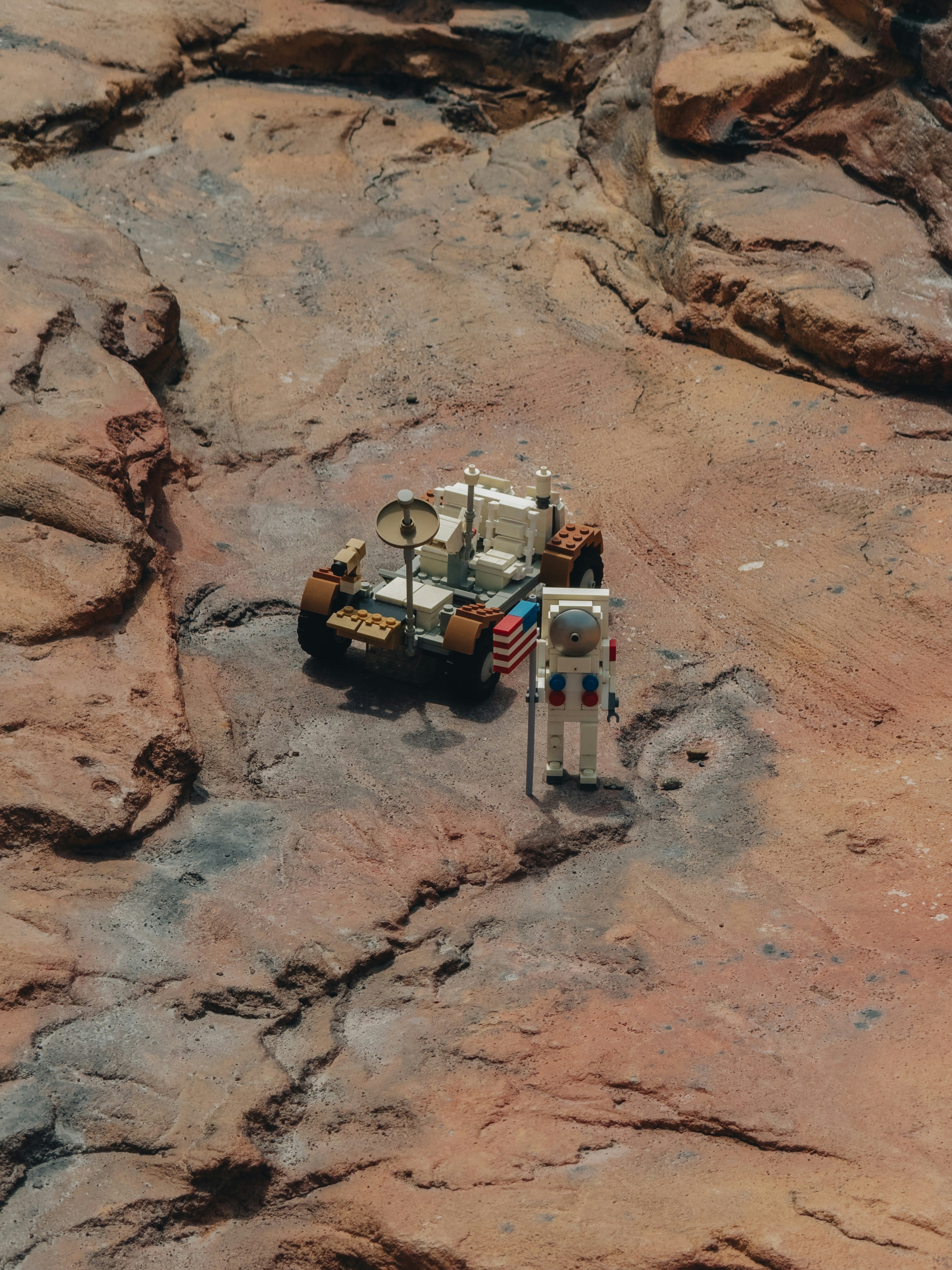 LEGO Mars Scout on a Rusty, Rock-strewn Plain