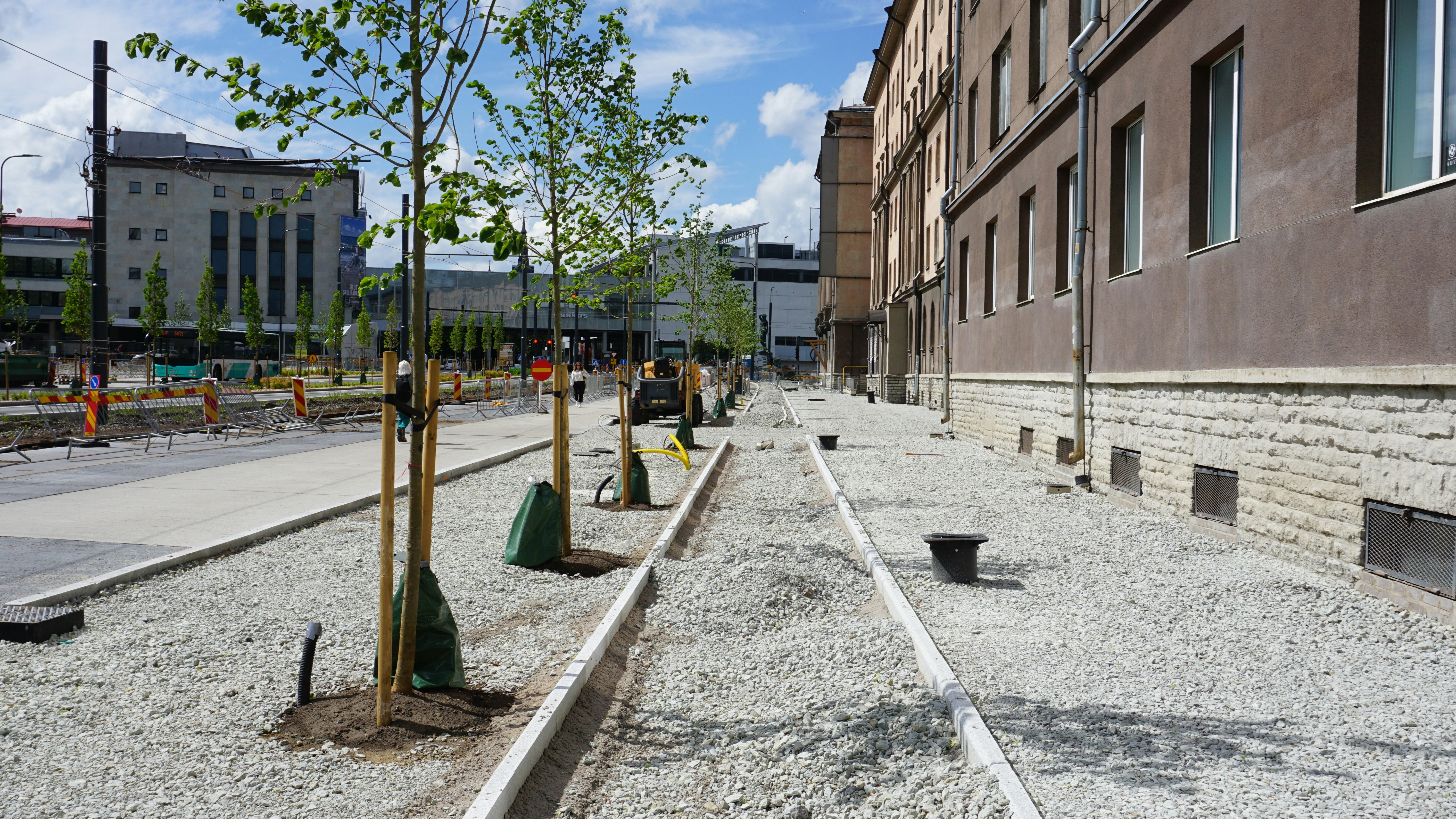 Urban Pathways: A Sidewalk Under Construction Leads the Eye