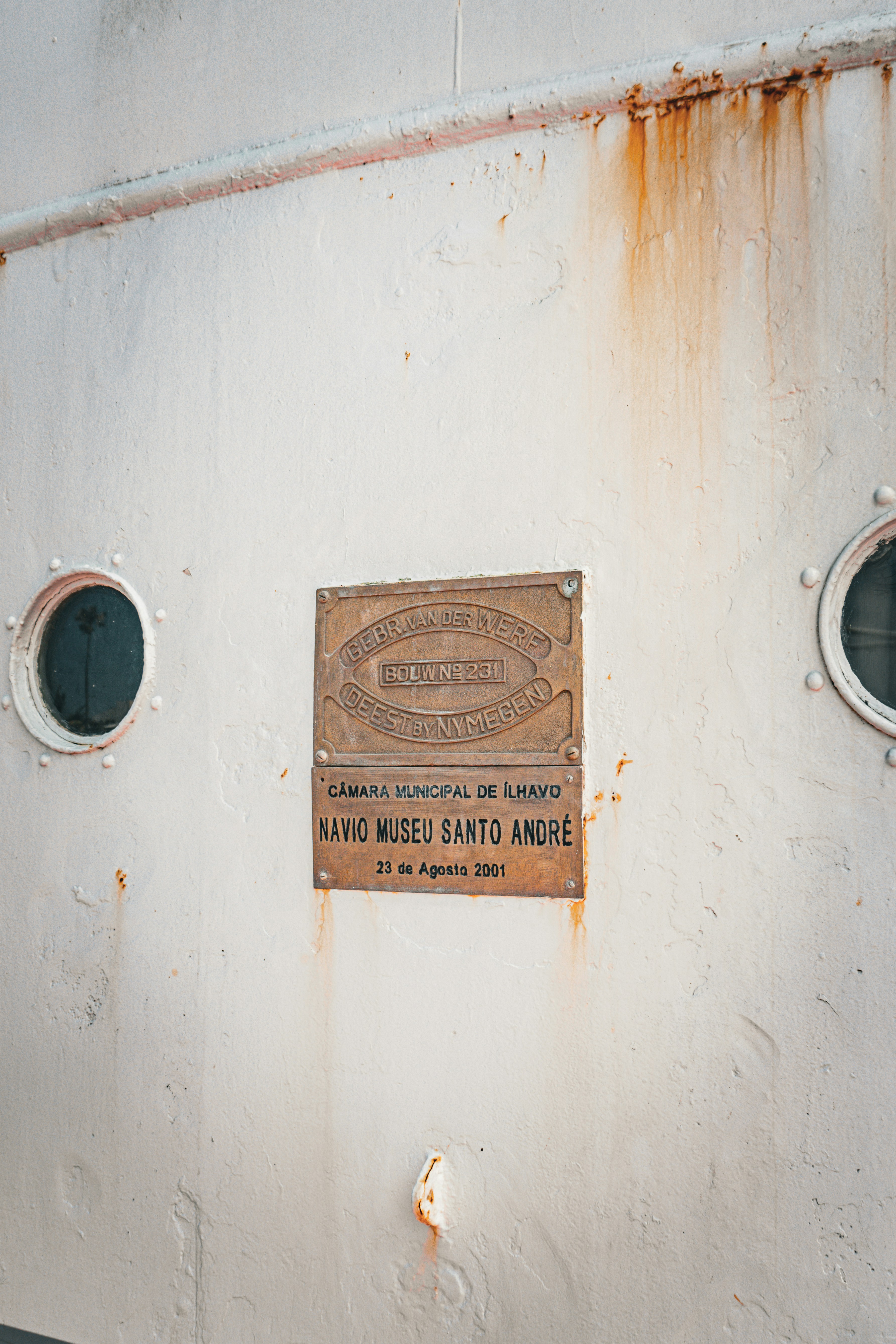 Plaque at the Heart of a Weathered Hull, Navio Museu Santo André