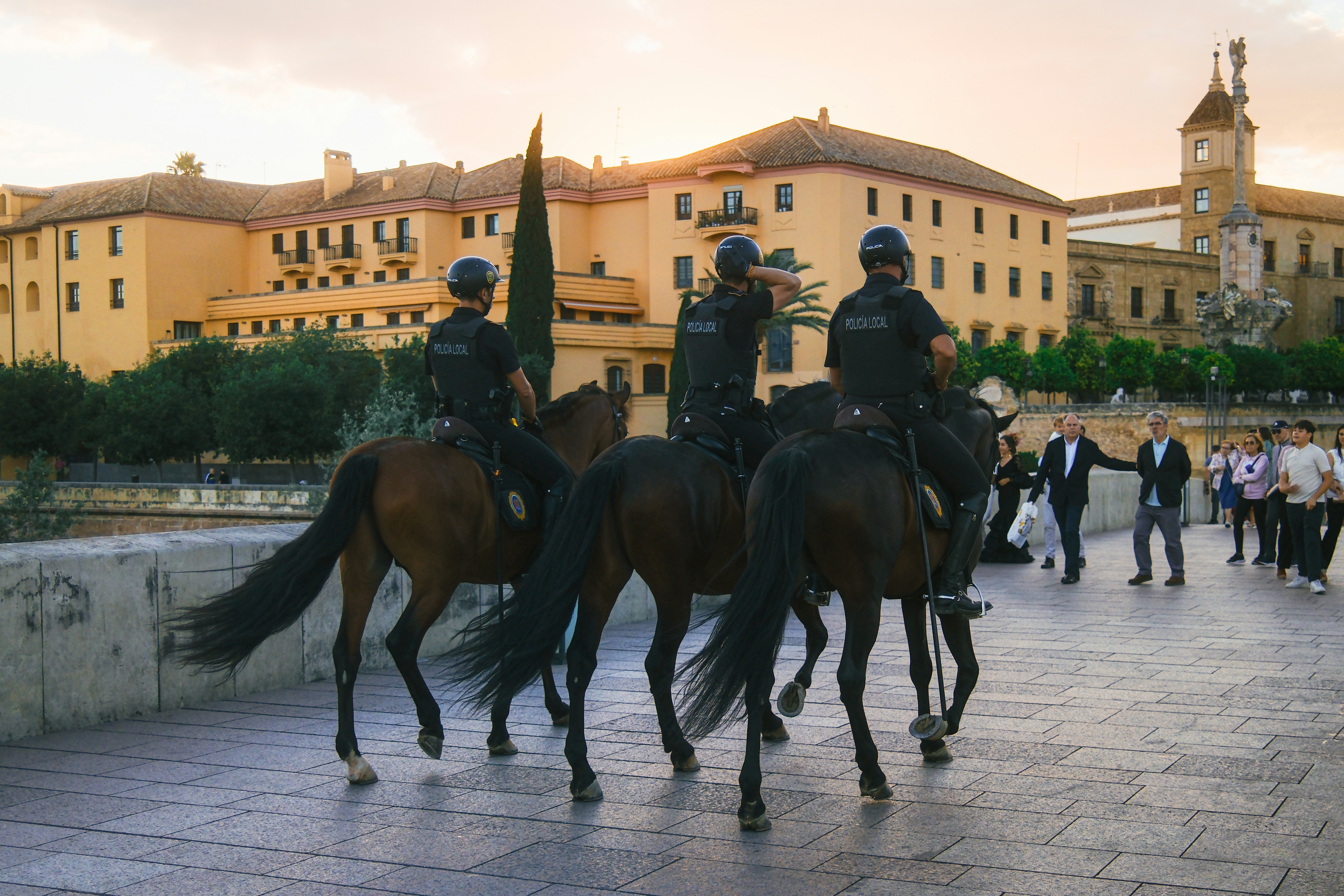 A group of police officers riding on the backs of horses photo – Free ...