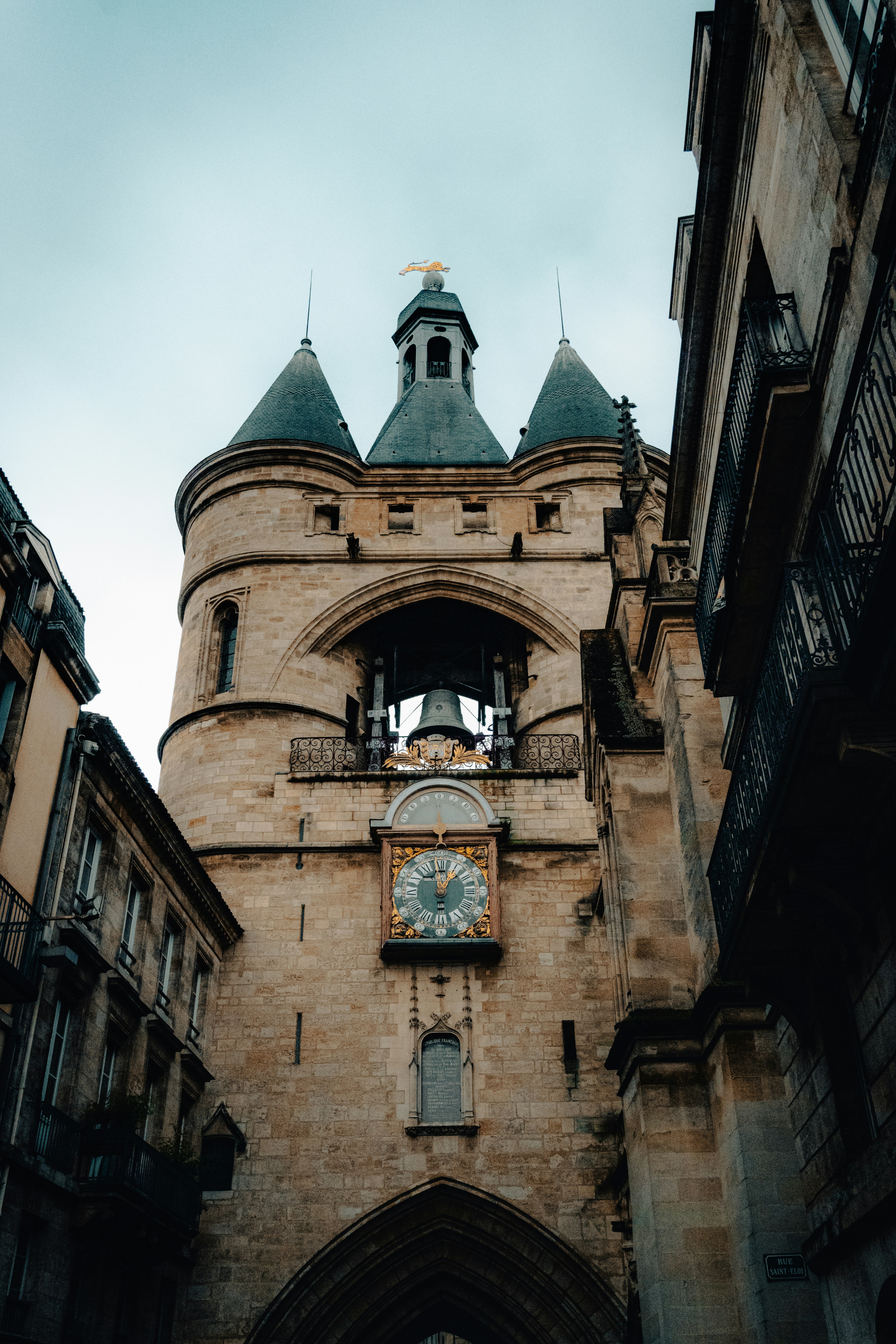 Clocktower Gate: Medieval Facade Framed by Narrow Streets