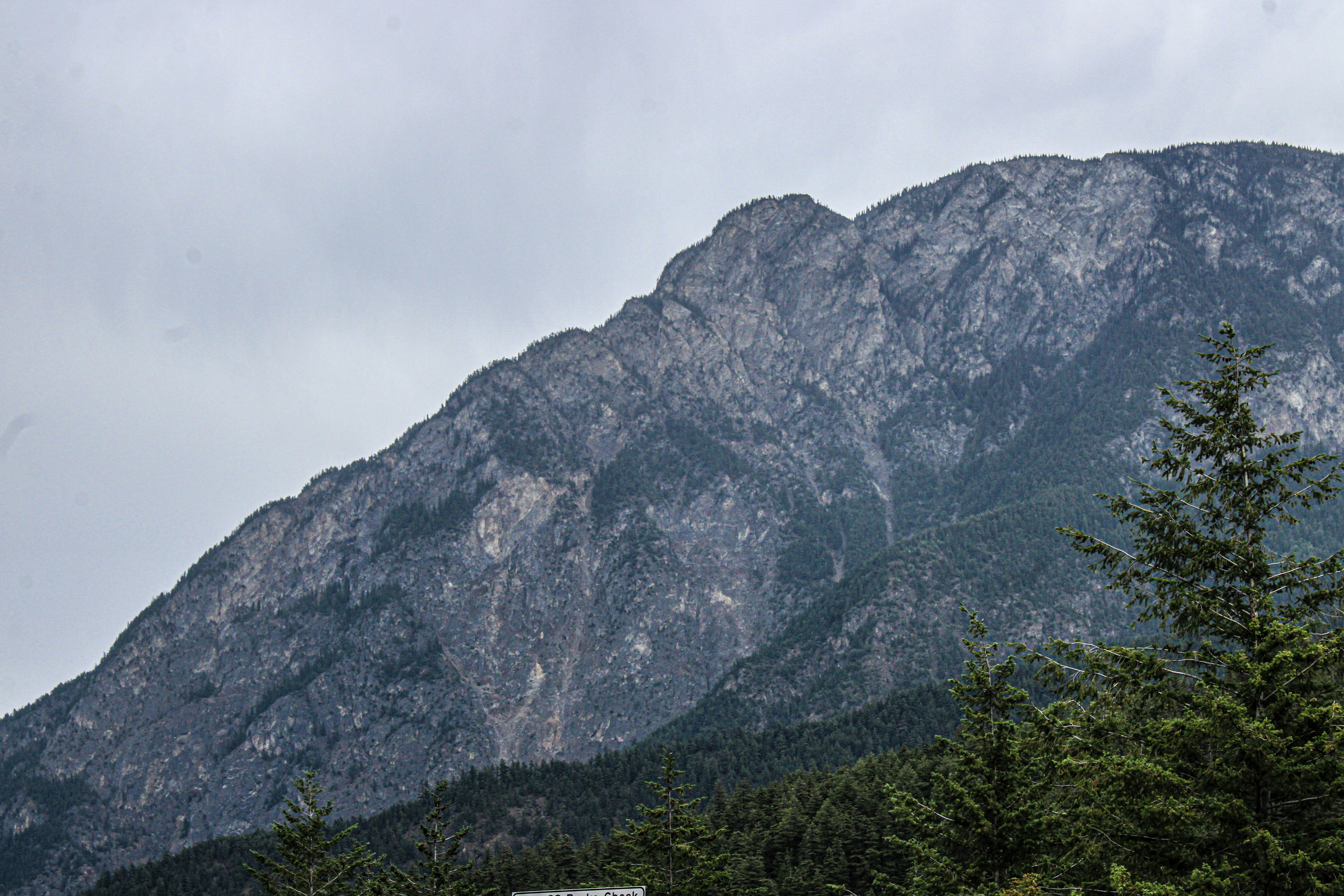 Majestic Peaks Beyond the Stop