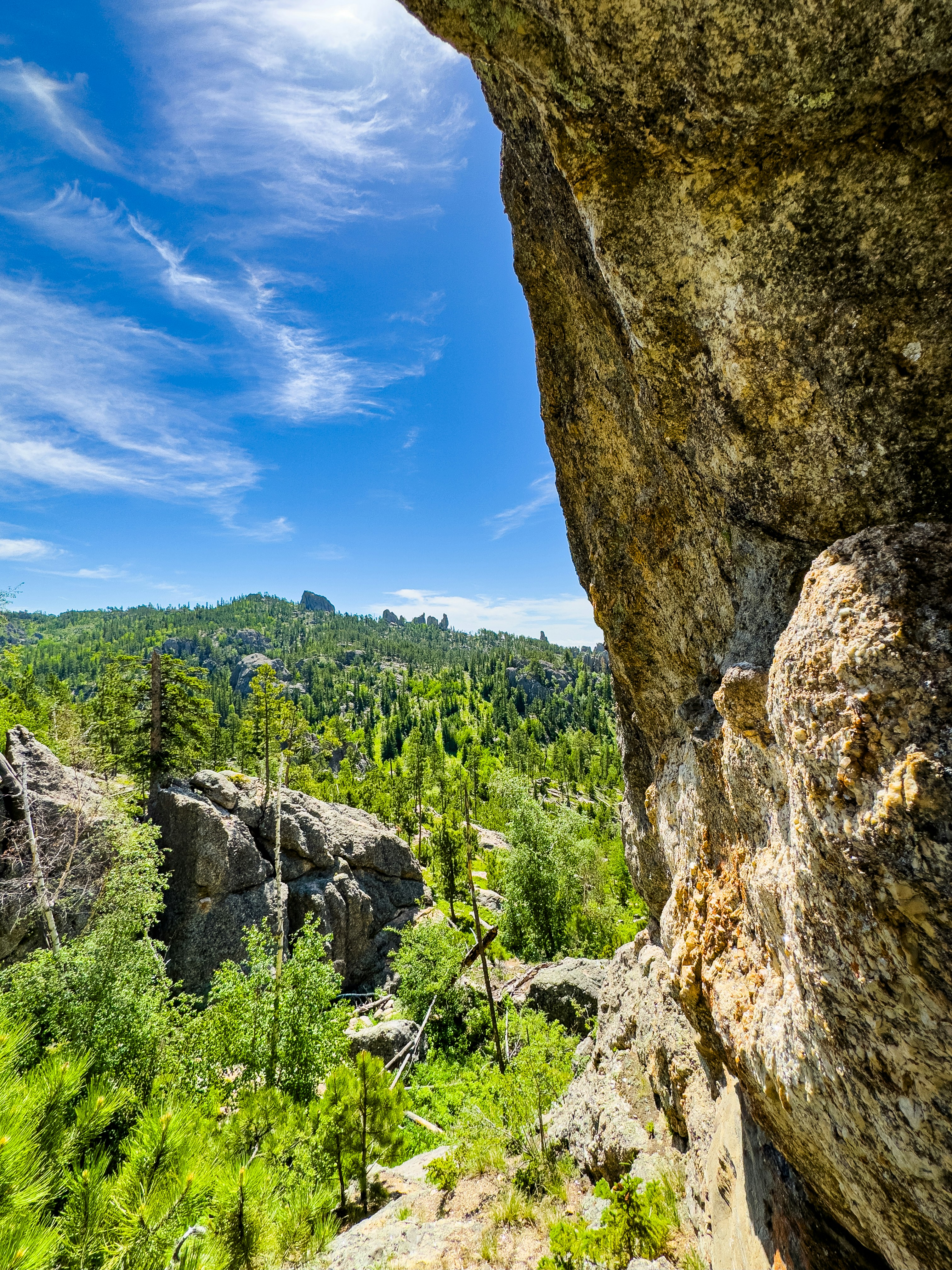 A view of a rocky outcropping with trees in the distance photo – Free ...