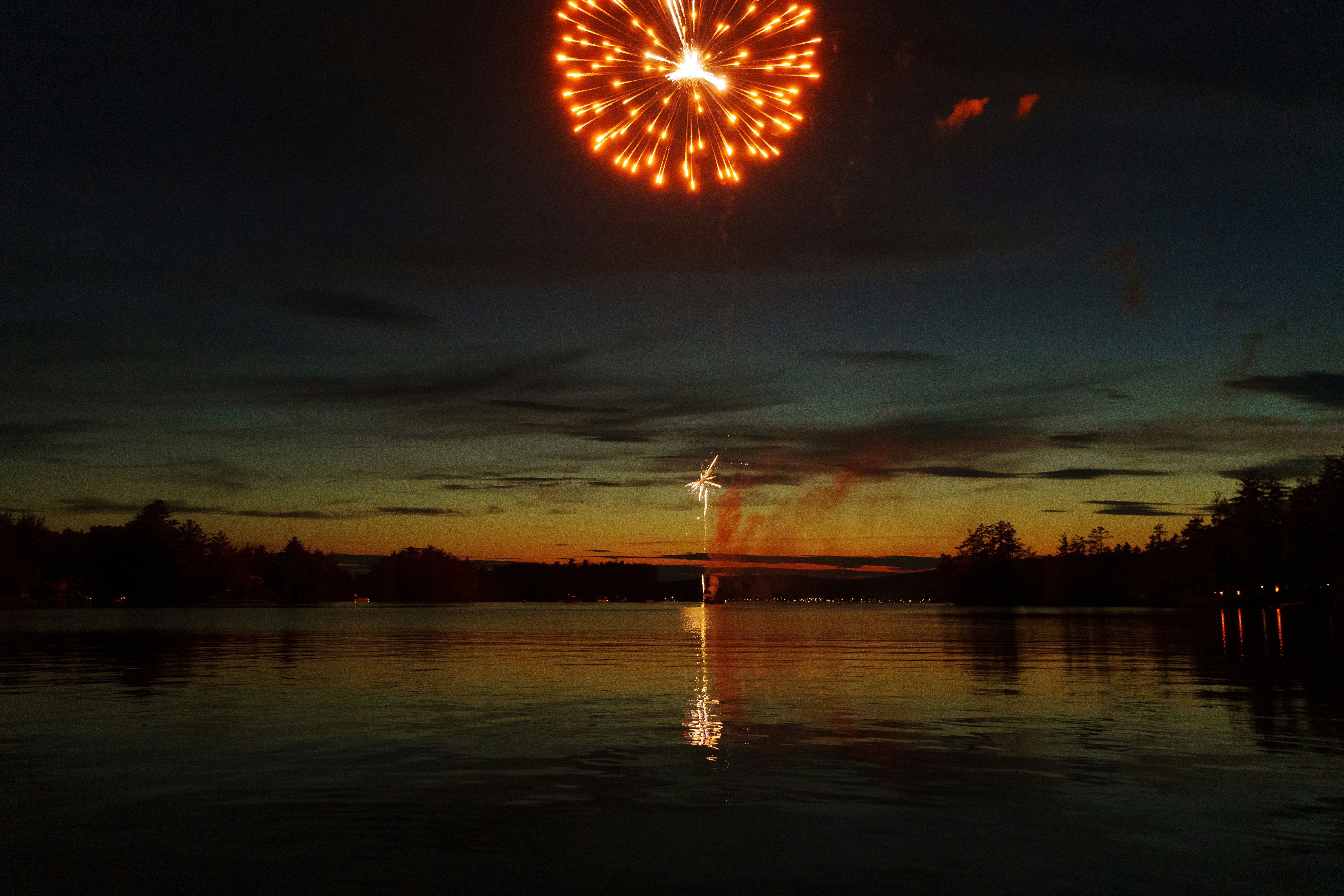 Ember Crown over a Silent Lake at Twilight