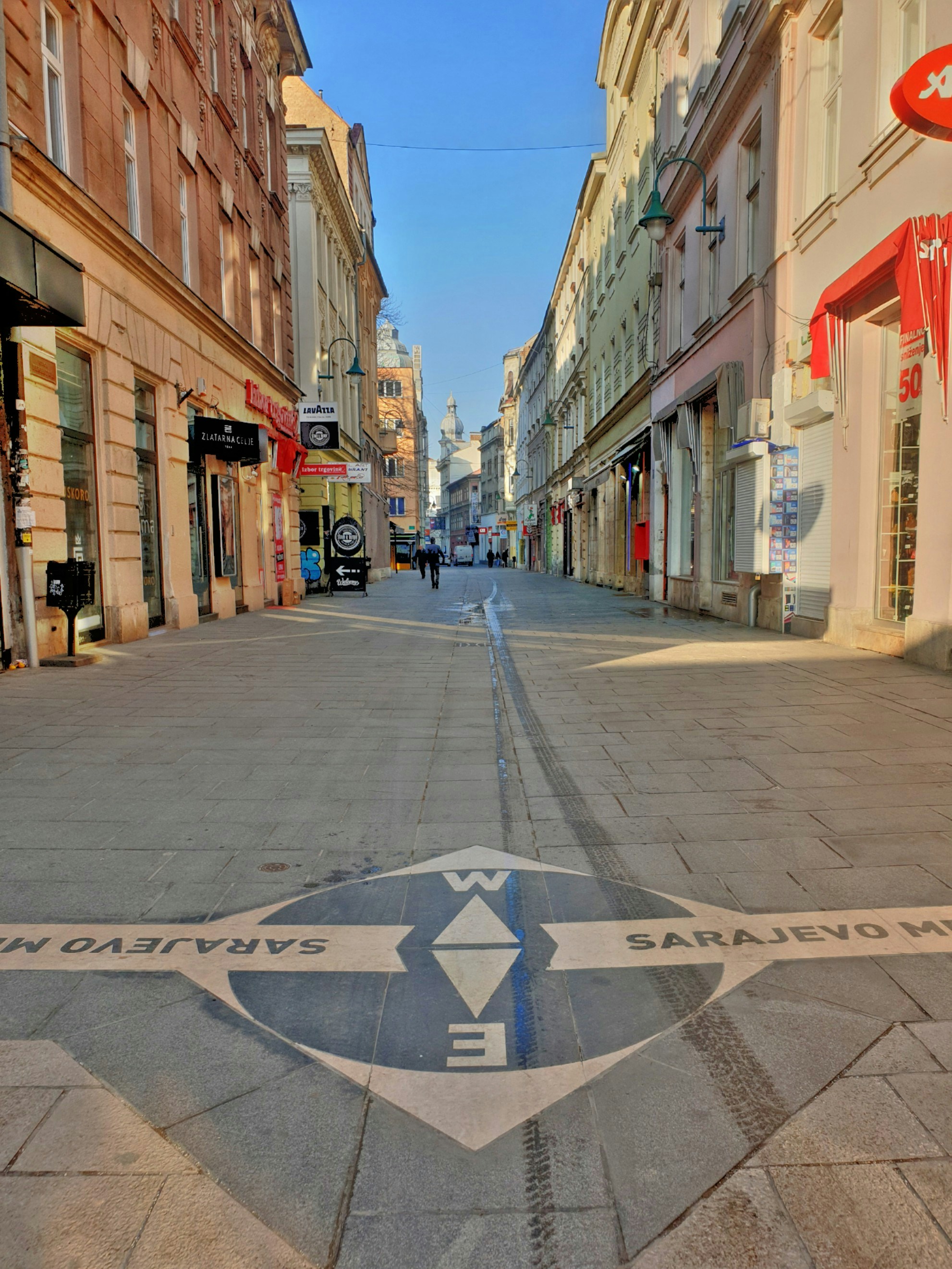 Toward the Vanishing Point: Morning Light on Sarajevo's Pedestrian Street