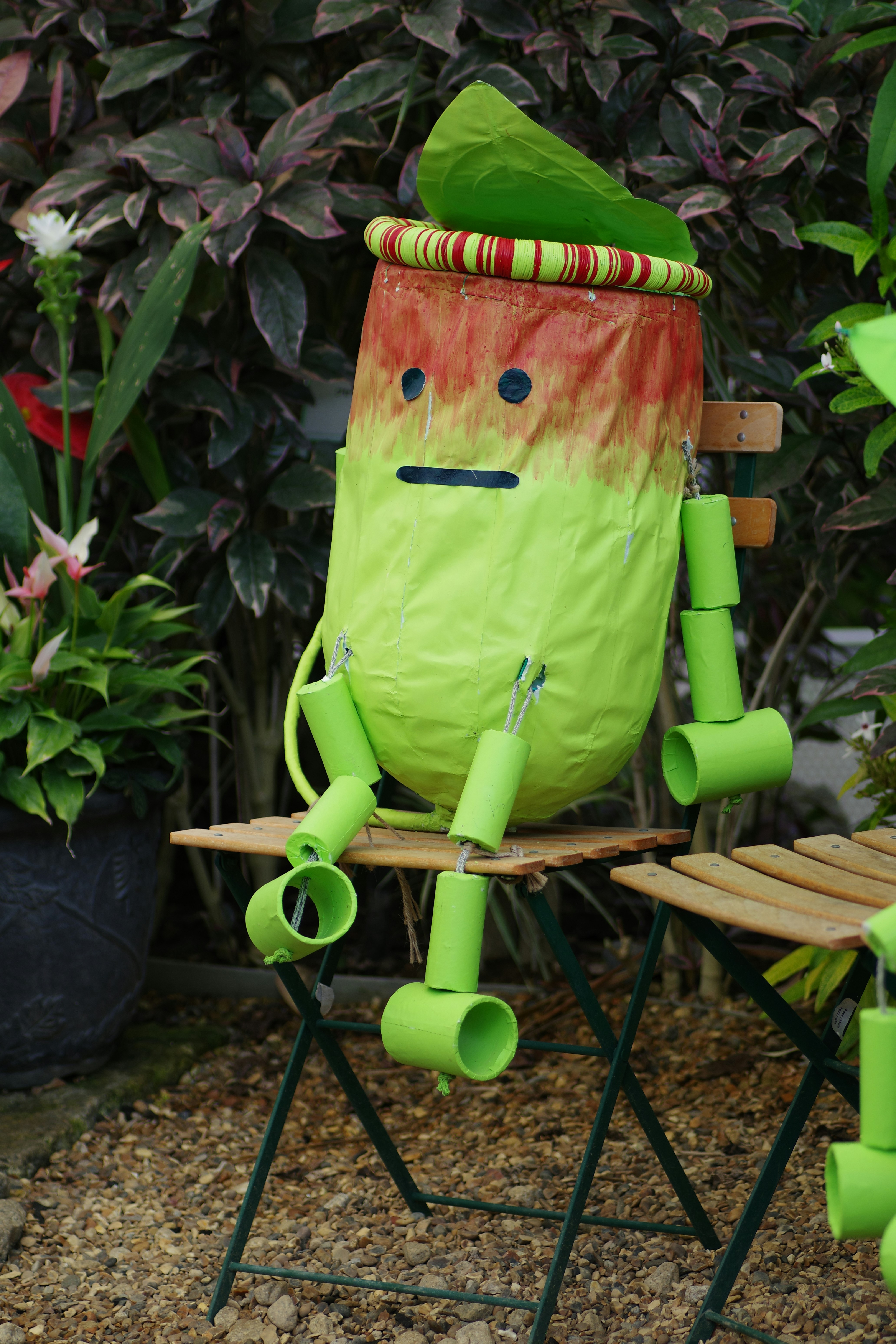 Neon Lime Guardian on a Garden Bench