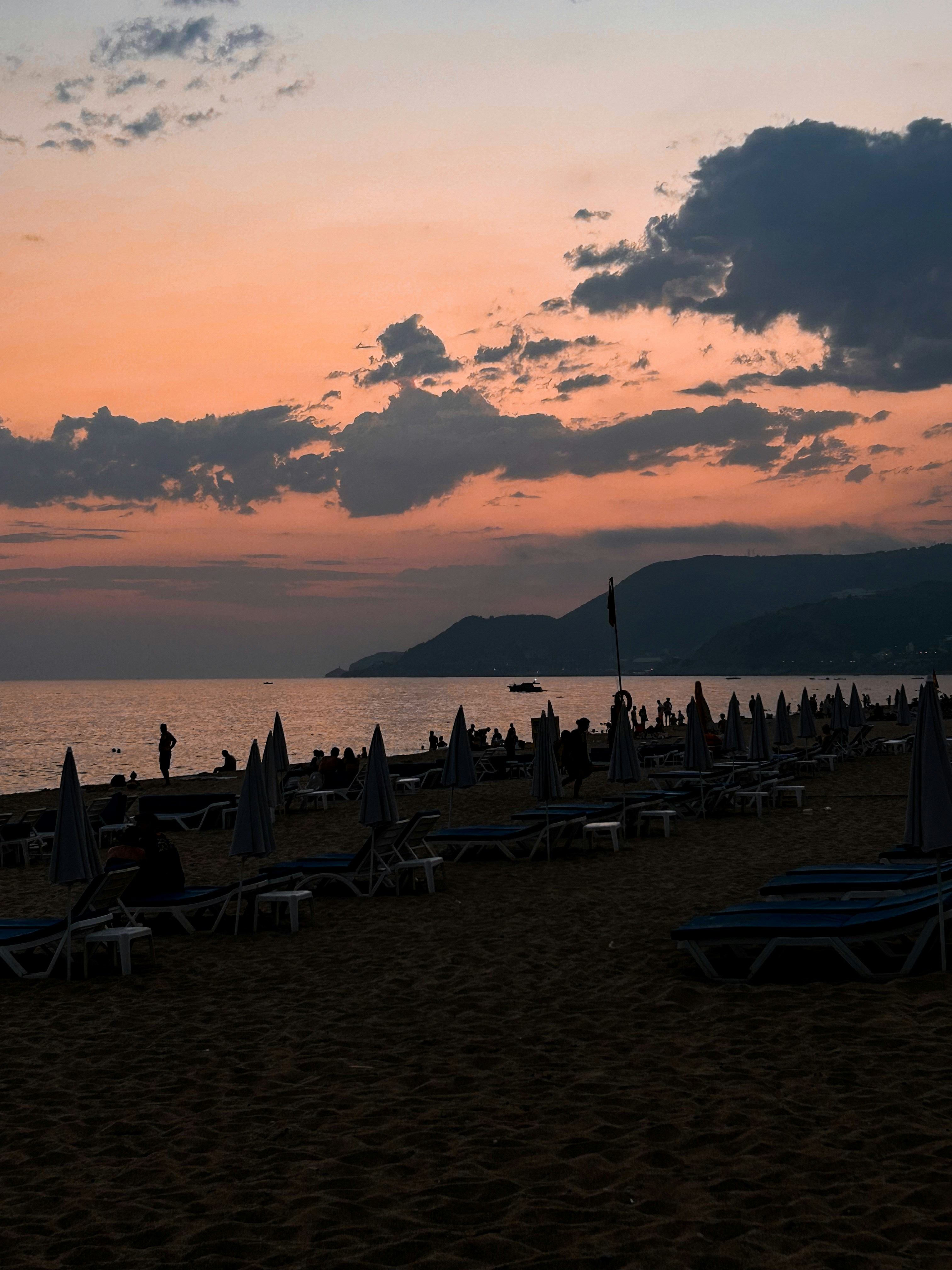 Sunset on a Sun Lounged Beach