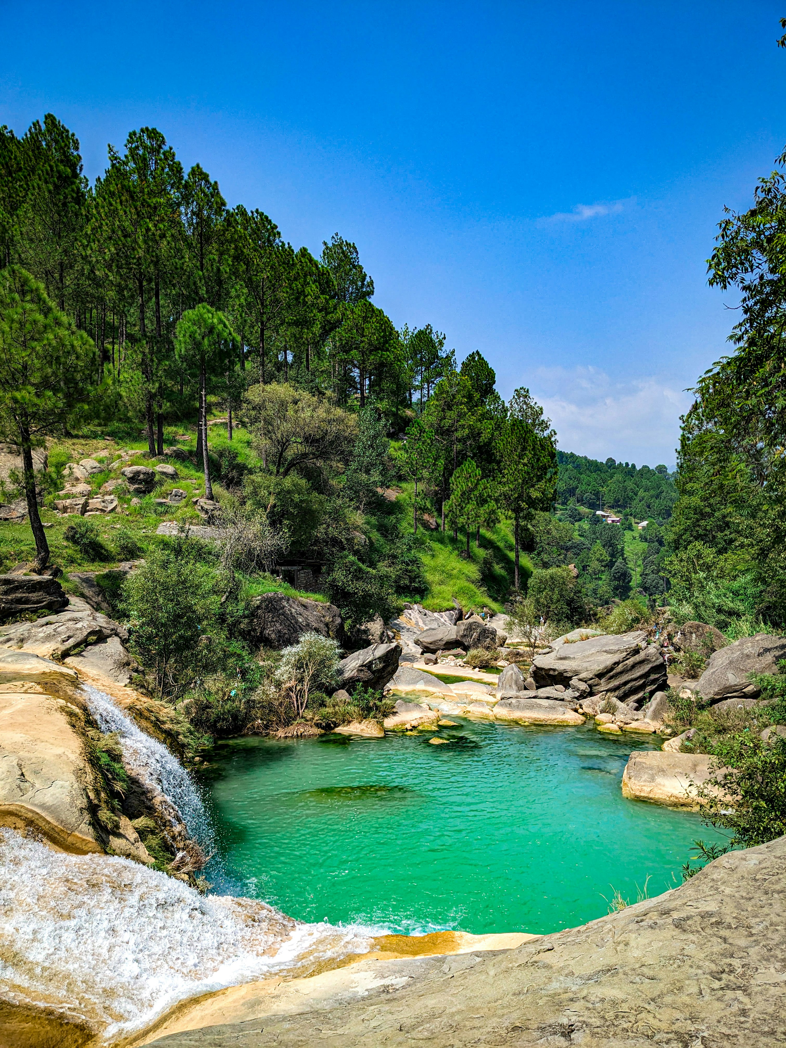 A pool of water surrounded by rocks and trees photo – Free Photo ...