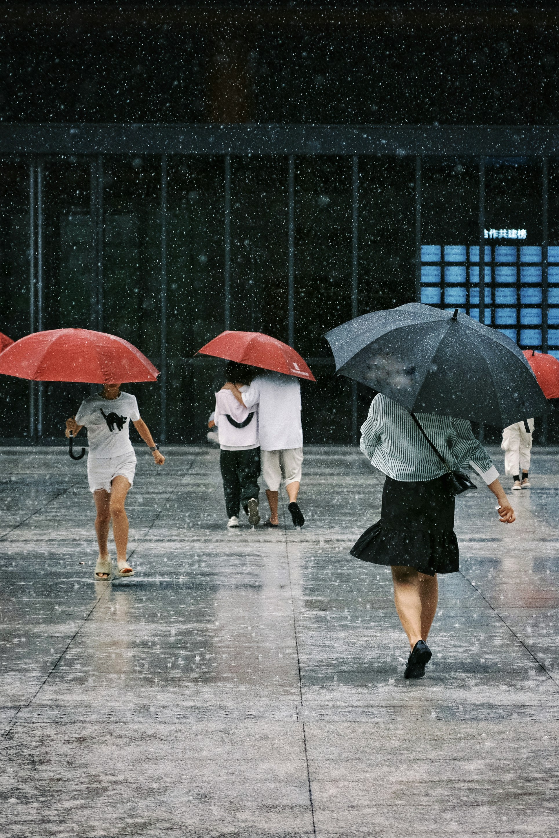 A group of people walking in the rain with umbrellas photo – Free ...
