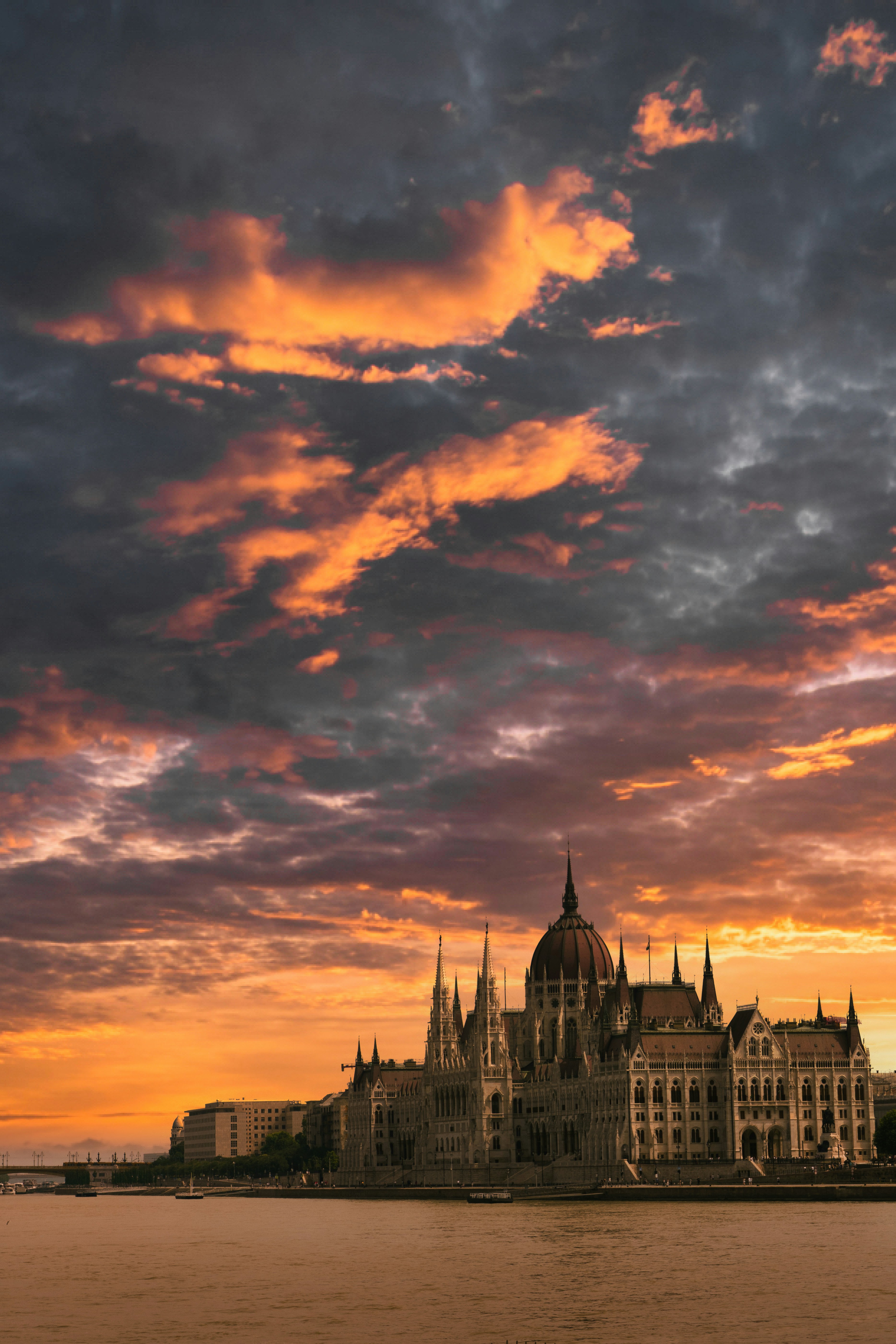 Beneath a Firelit Dome: Budapest Parliament at Sunset