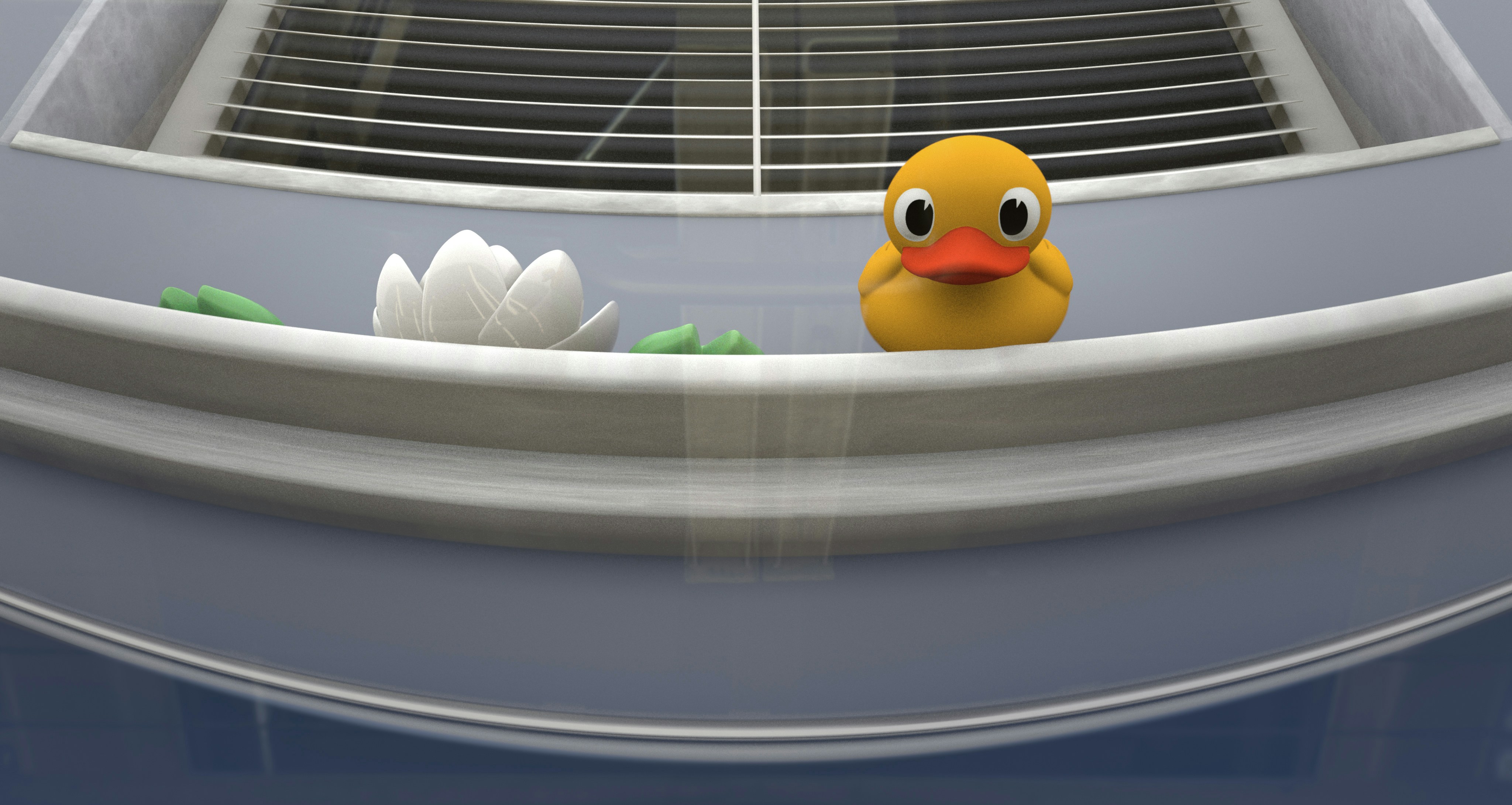 A yellow rubber duck sitting on a window sill photo – Free Hot tub ...