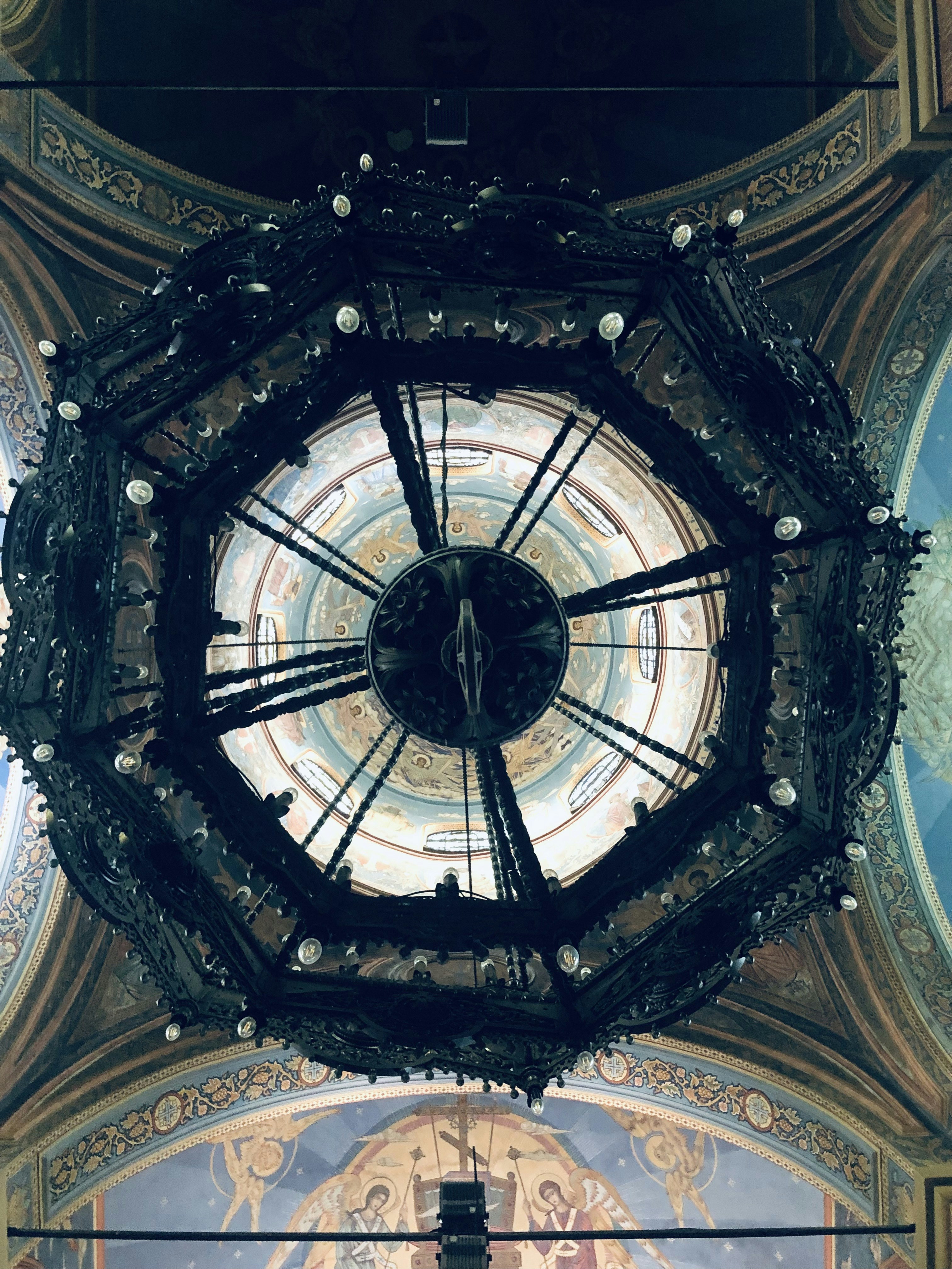 Hexagonal Halo Over a Painted Cathedral Dome