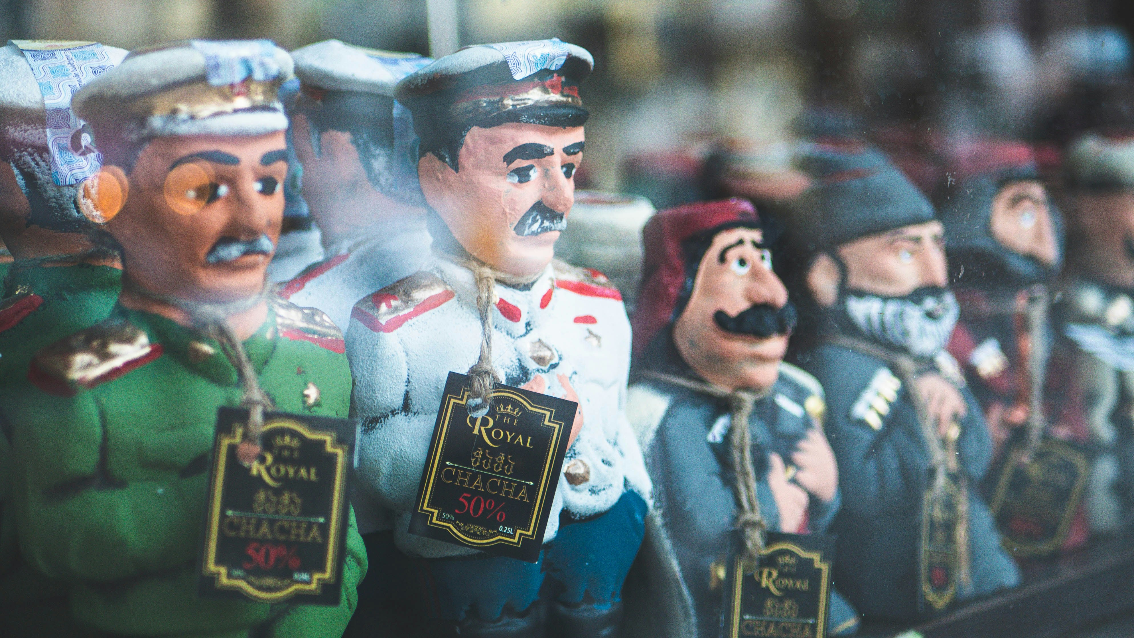 A group of toy soldiers lined up in a row