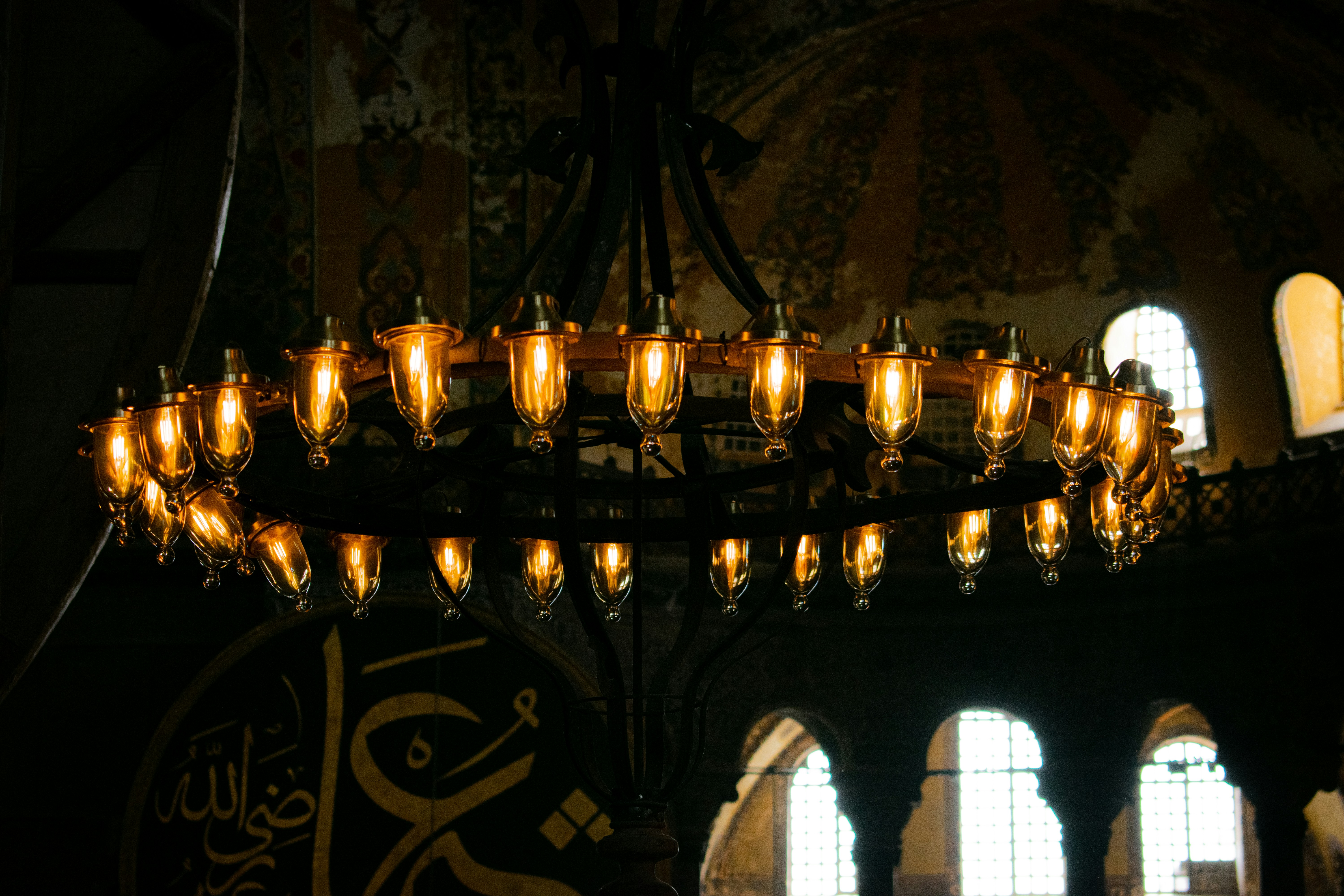 Golden Halo: A Cathedral Chandelier Illuminating Sacred Space