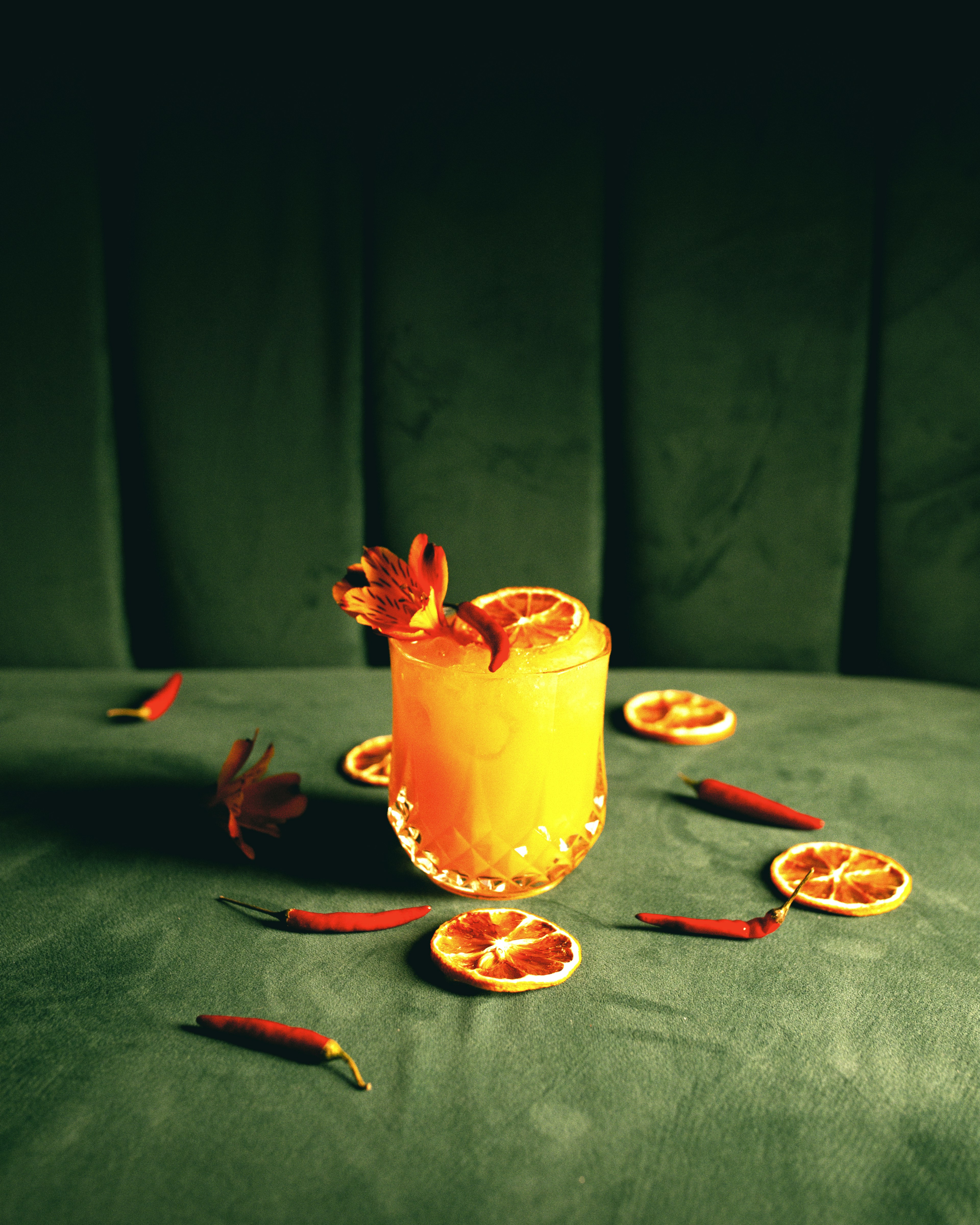 Amber Sunrise on Velvet Green