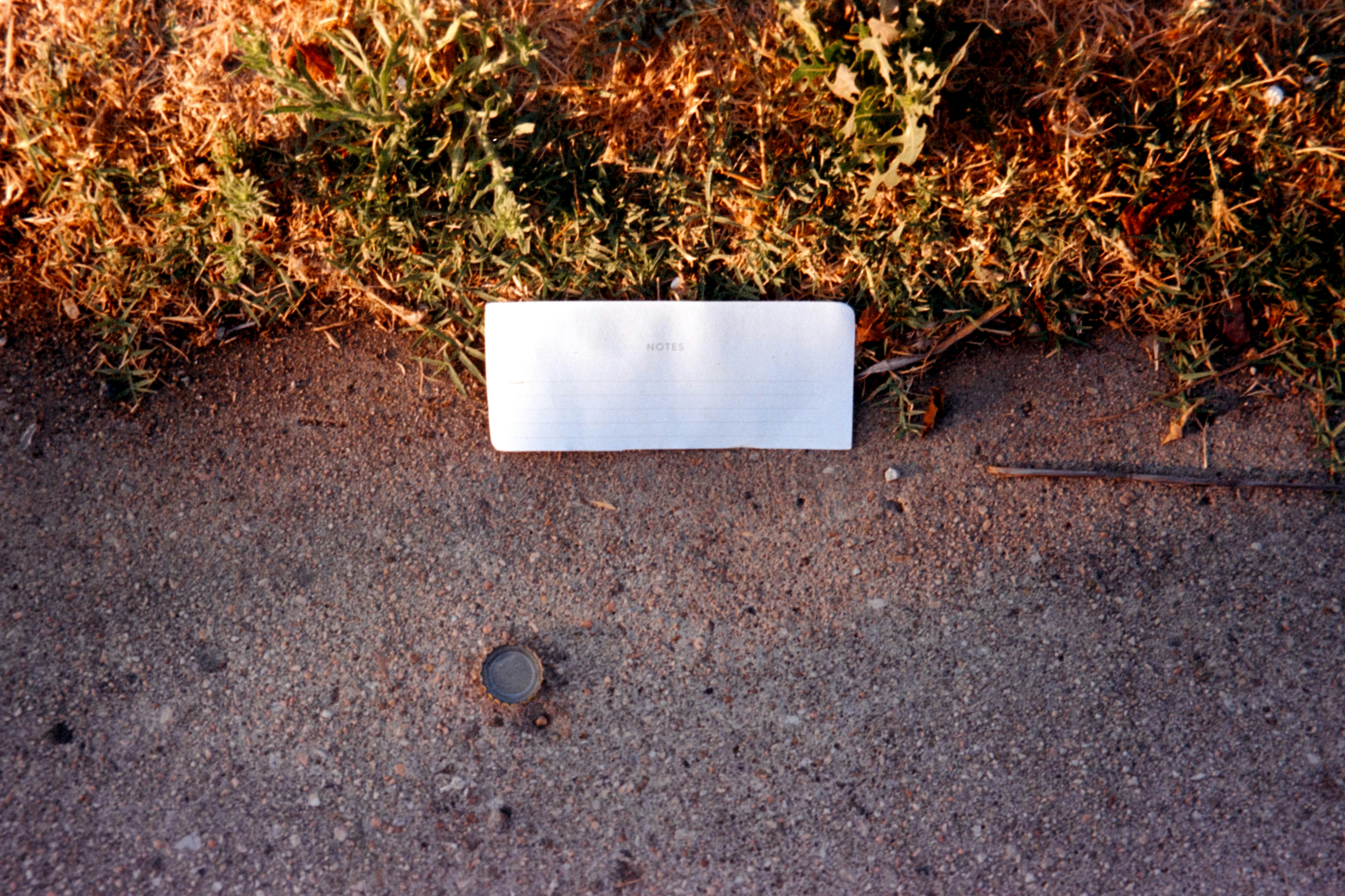 A white object laying on the ground next to some grass photo – Free Los ...