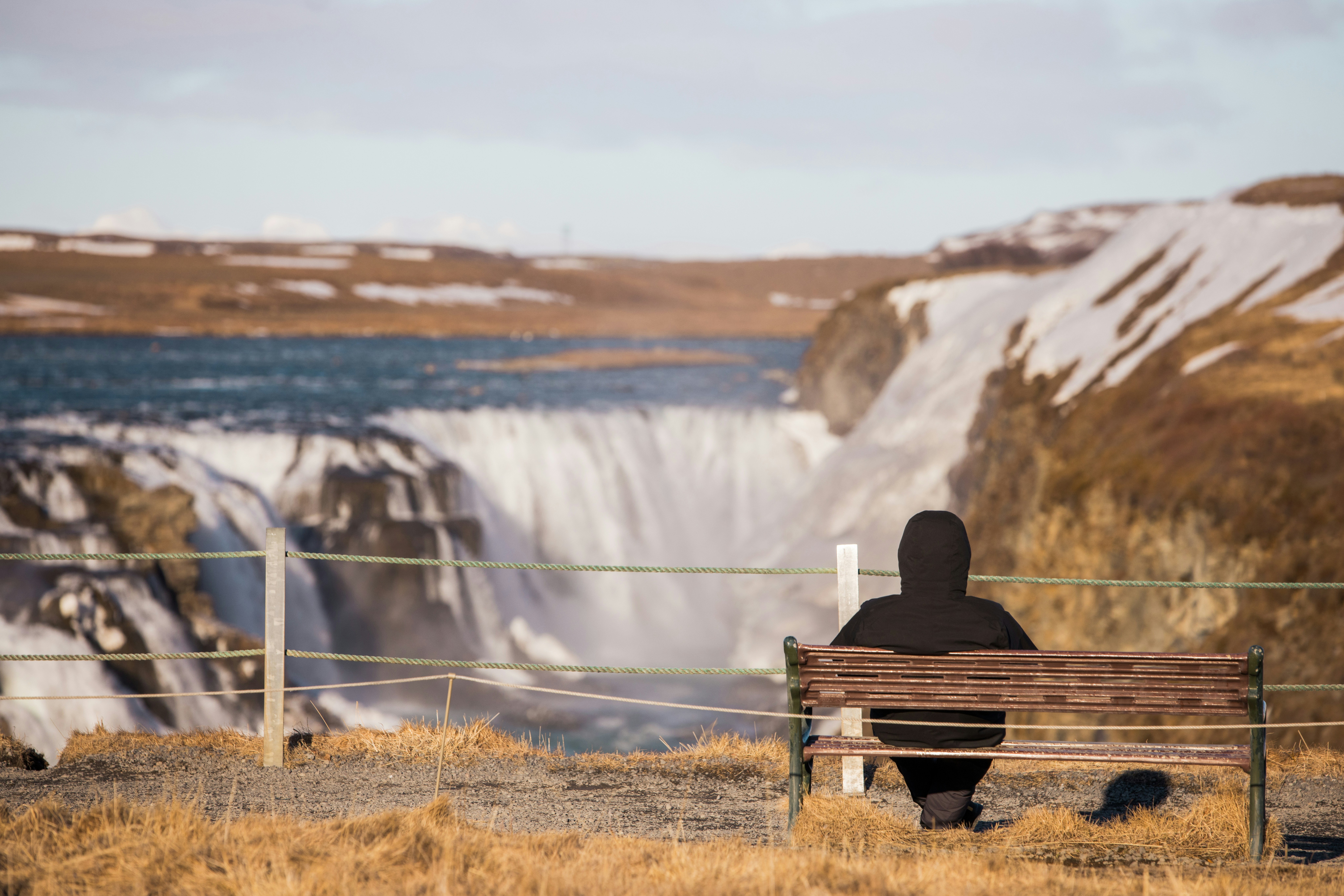 Benched Witness to a Curtain of Water