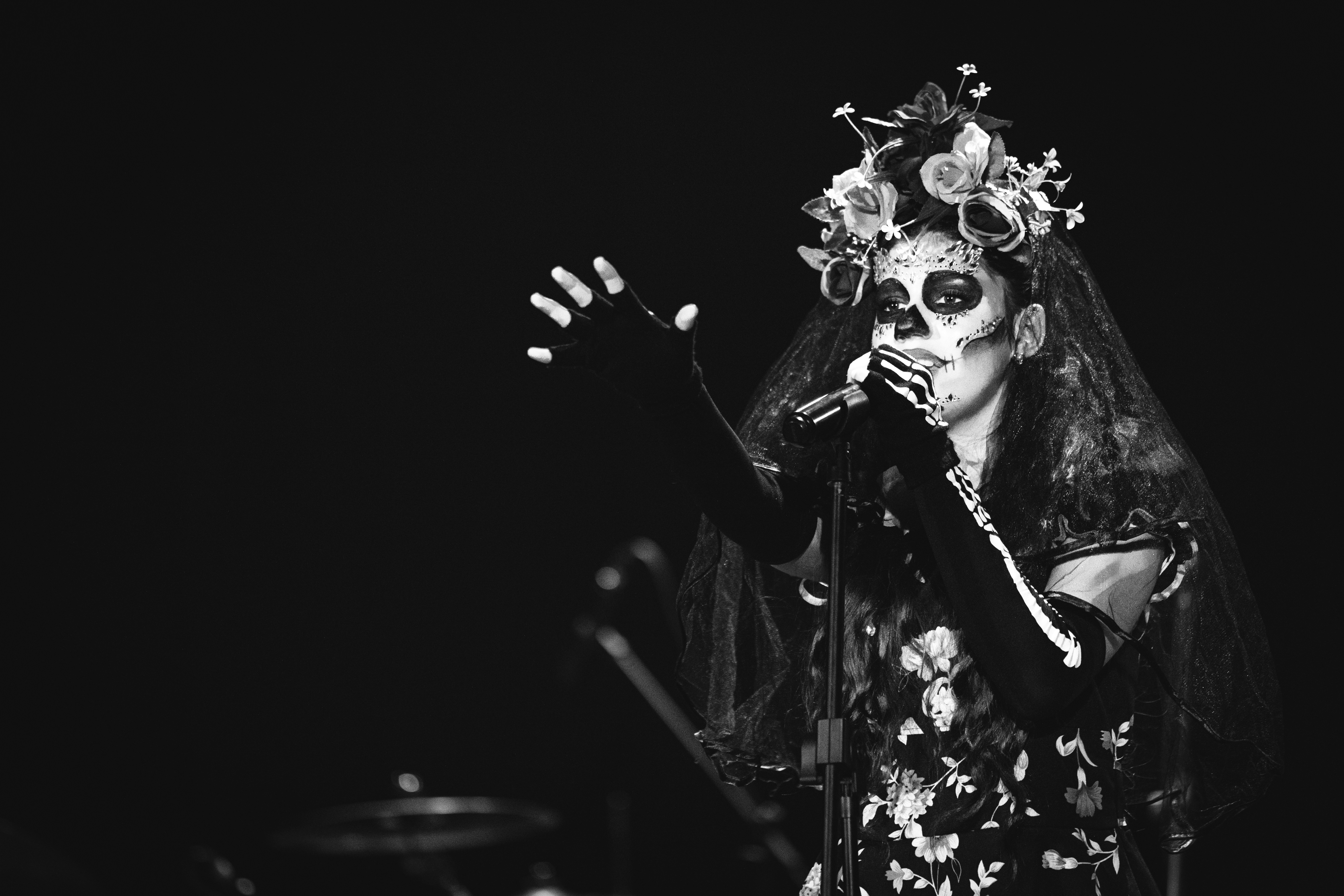 Midnight Veil: A Veiled Diva Paints the Silence