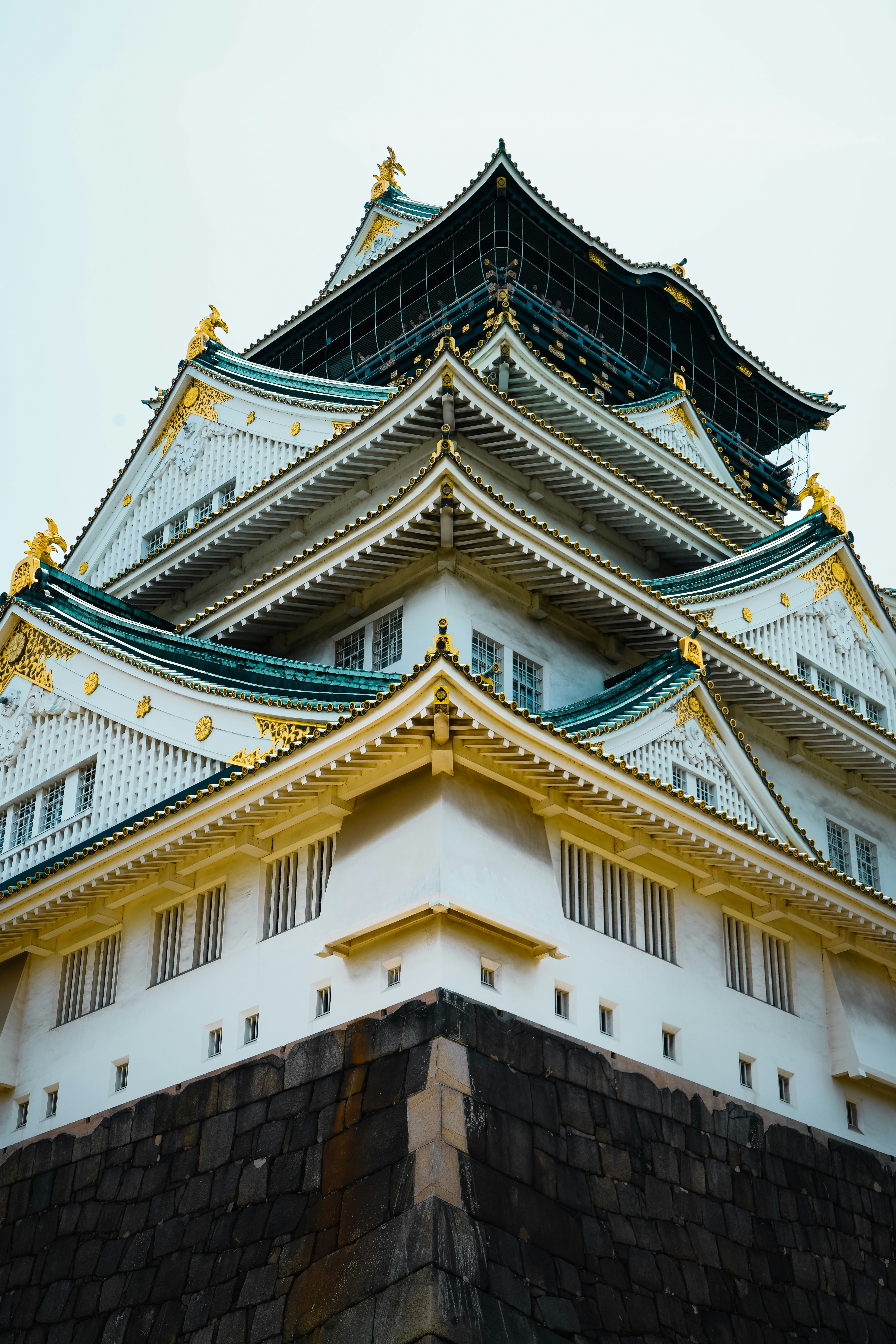 Tiered White Castle Crowned with Gold: Osaka Castle in Focus