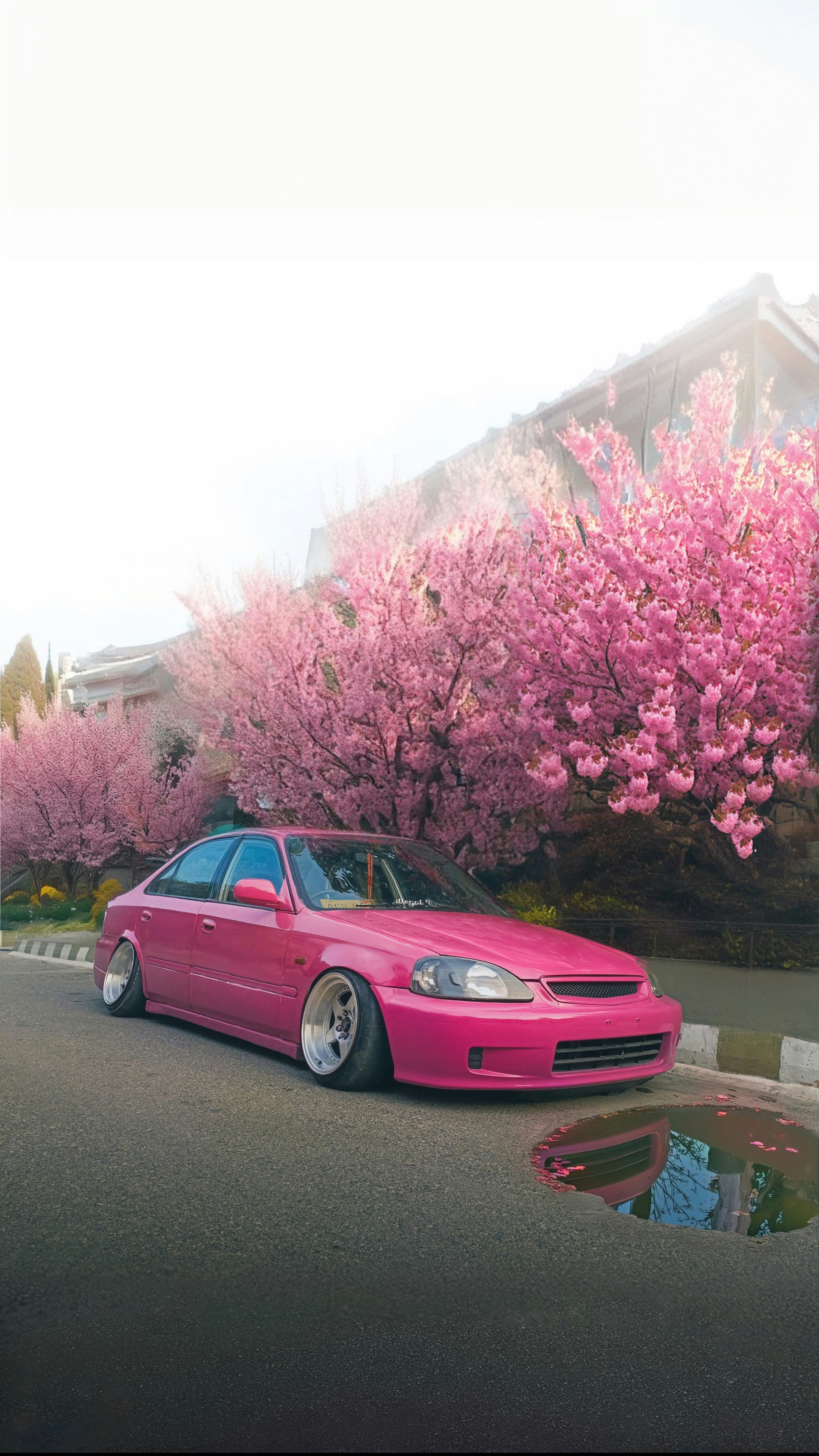 A pink car parked on the side of the road photo – Free Automobile Image ...
