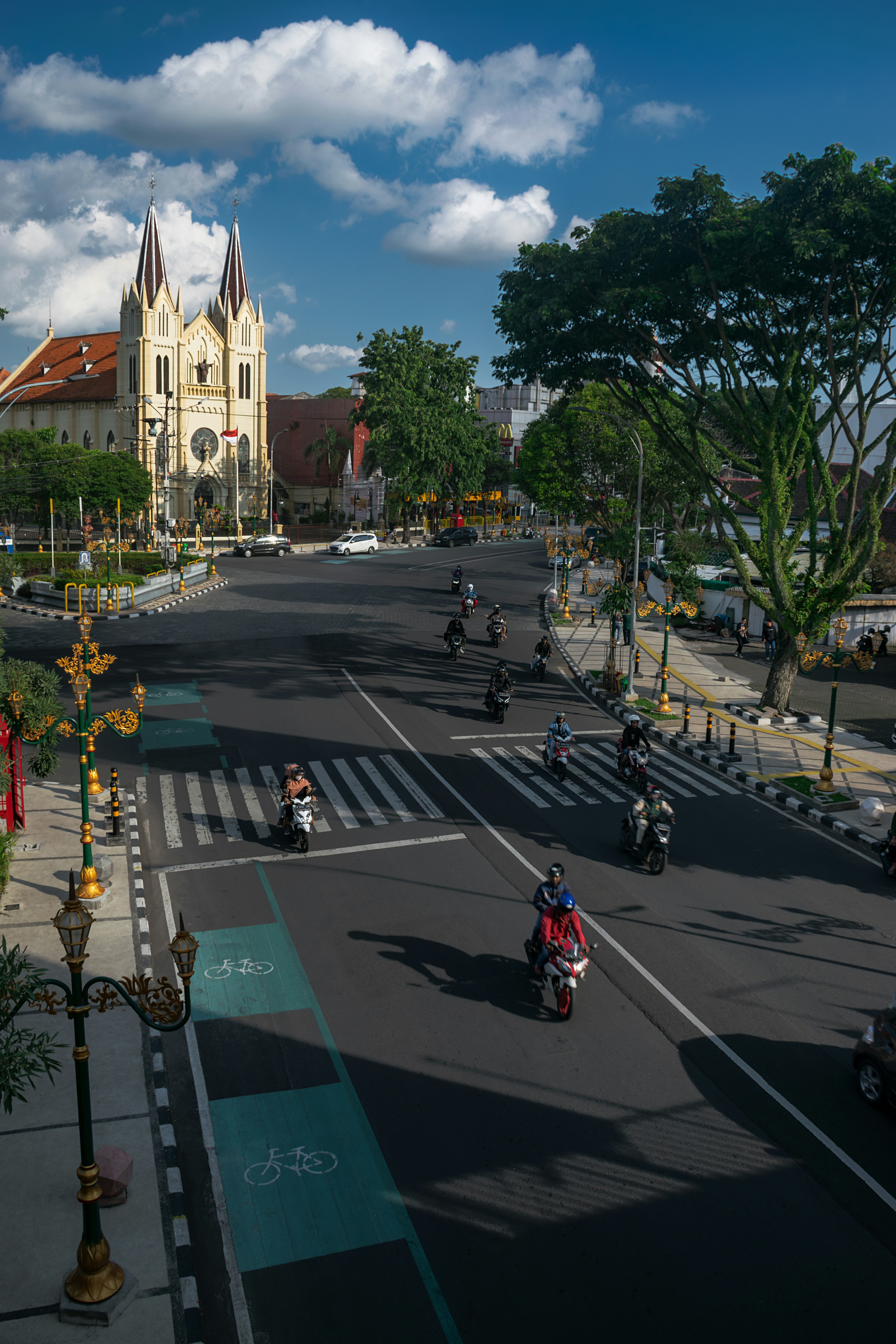 View of Kayutangan Church on a blue sky with clouds day. Malang, Indonesia, Mar/23.